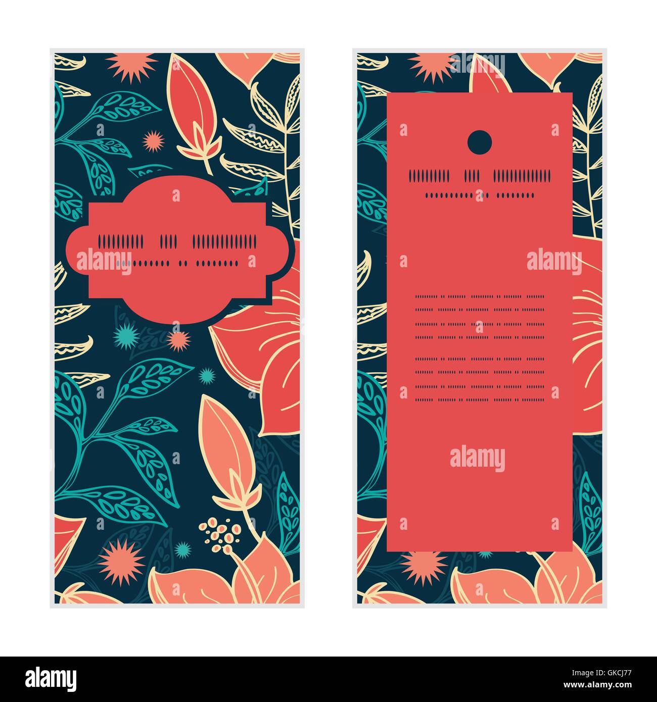 Vector vibrant tropical hibiscus flowers vertical frame pattern Stock ...