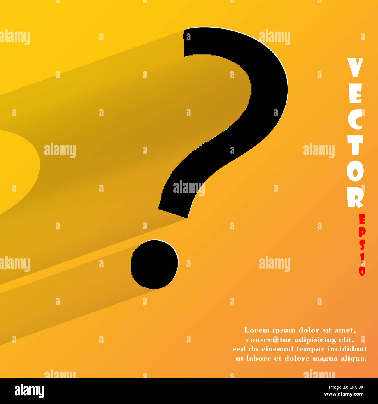 question mark. Flat modern web button with long shadow and space for ...