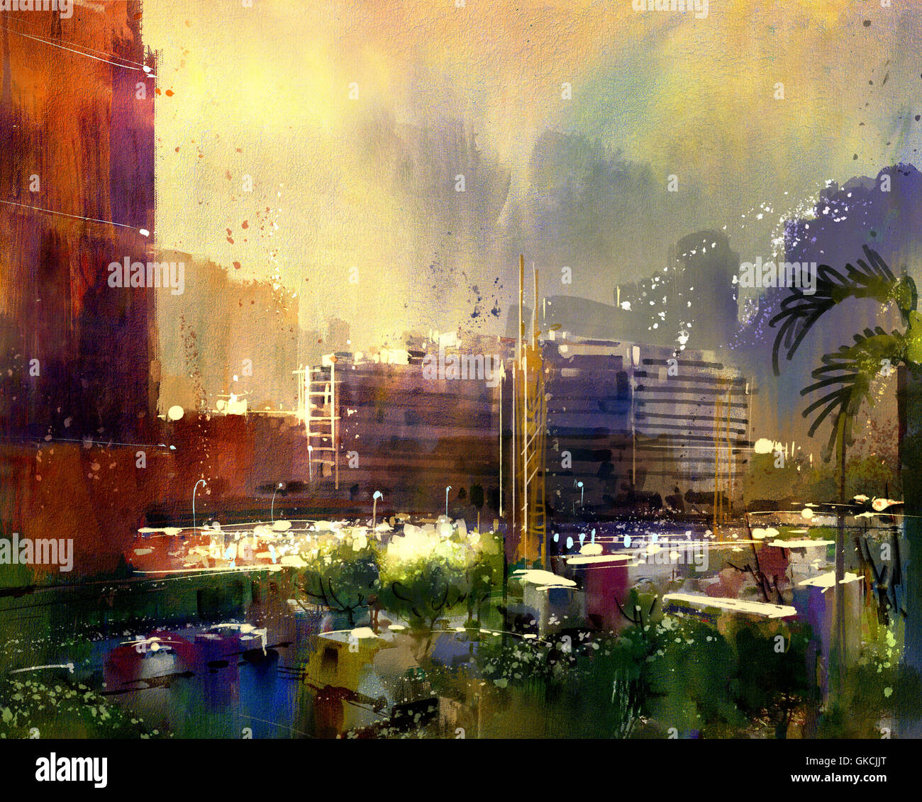 Cityscape illustration skyline hi-res stock photography and images - Alamy