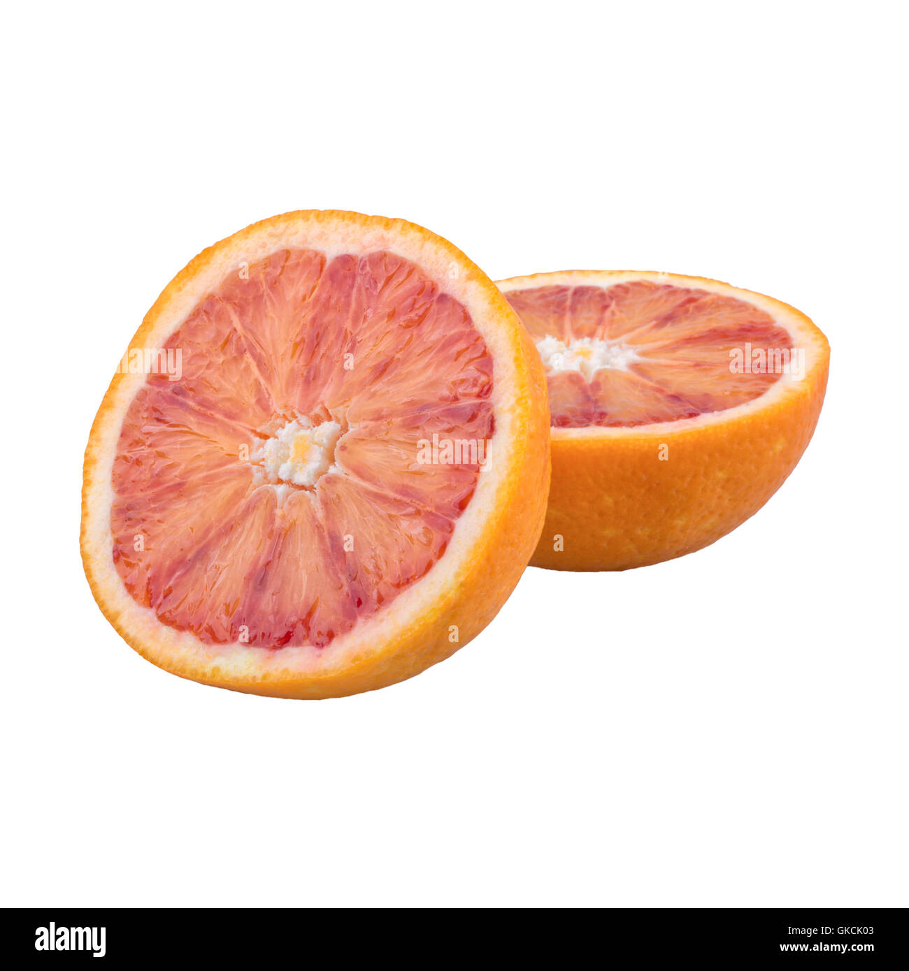 Cut orange isolated on a white background Stock Photo - Alamy