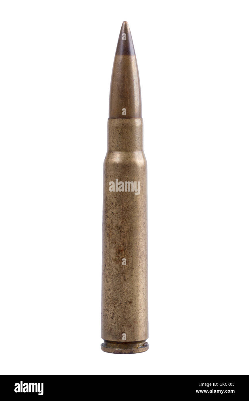 Machine gun bullet isolated on a white background Stock Photo - Alamy