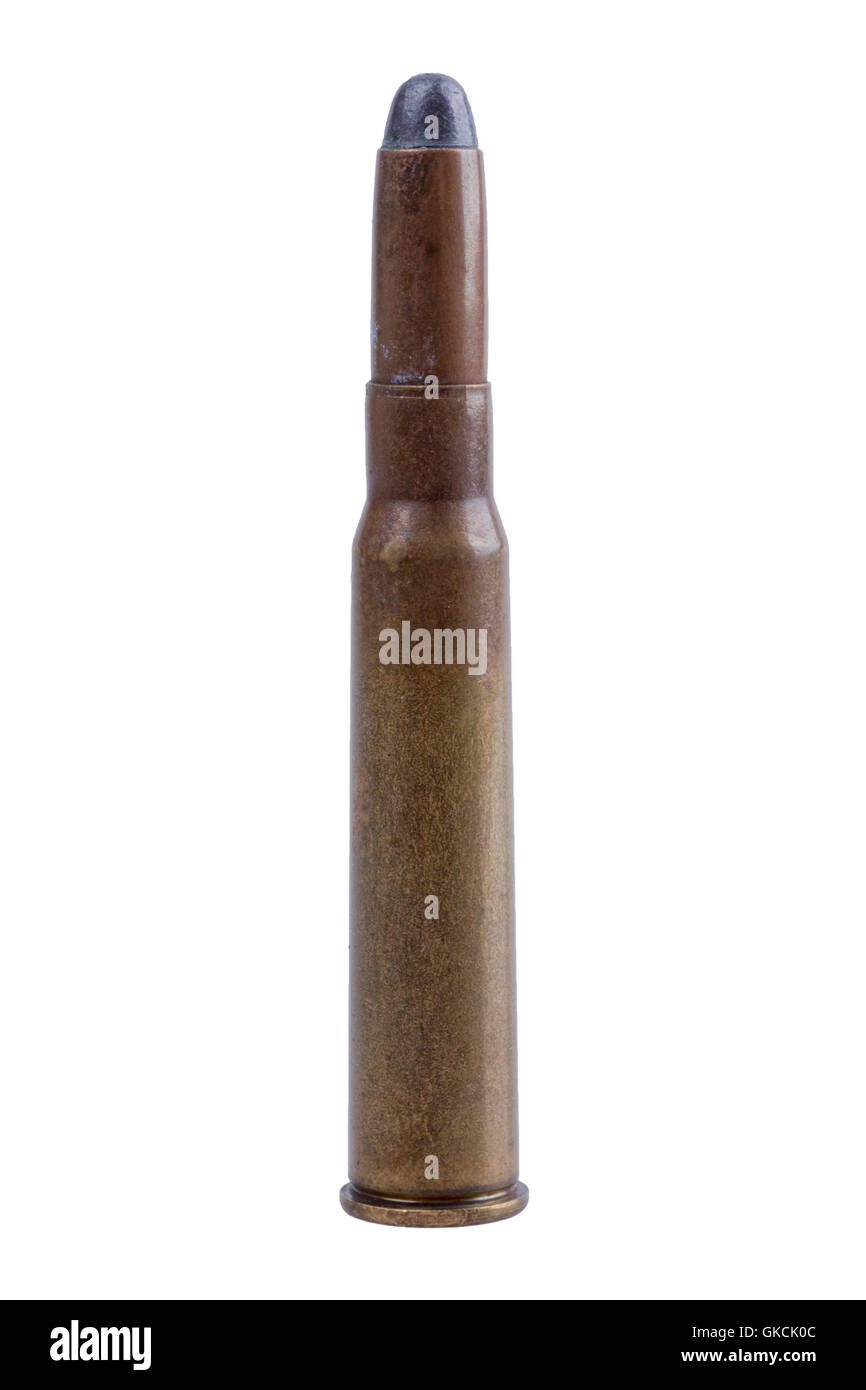 Machine gun bullet isolated on a white background Stock Photo - Alamy