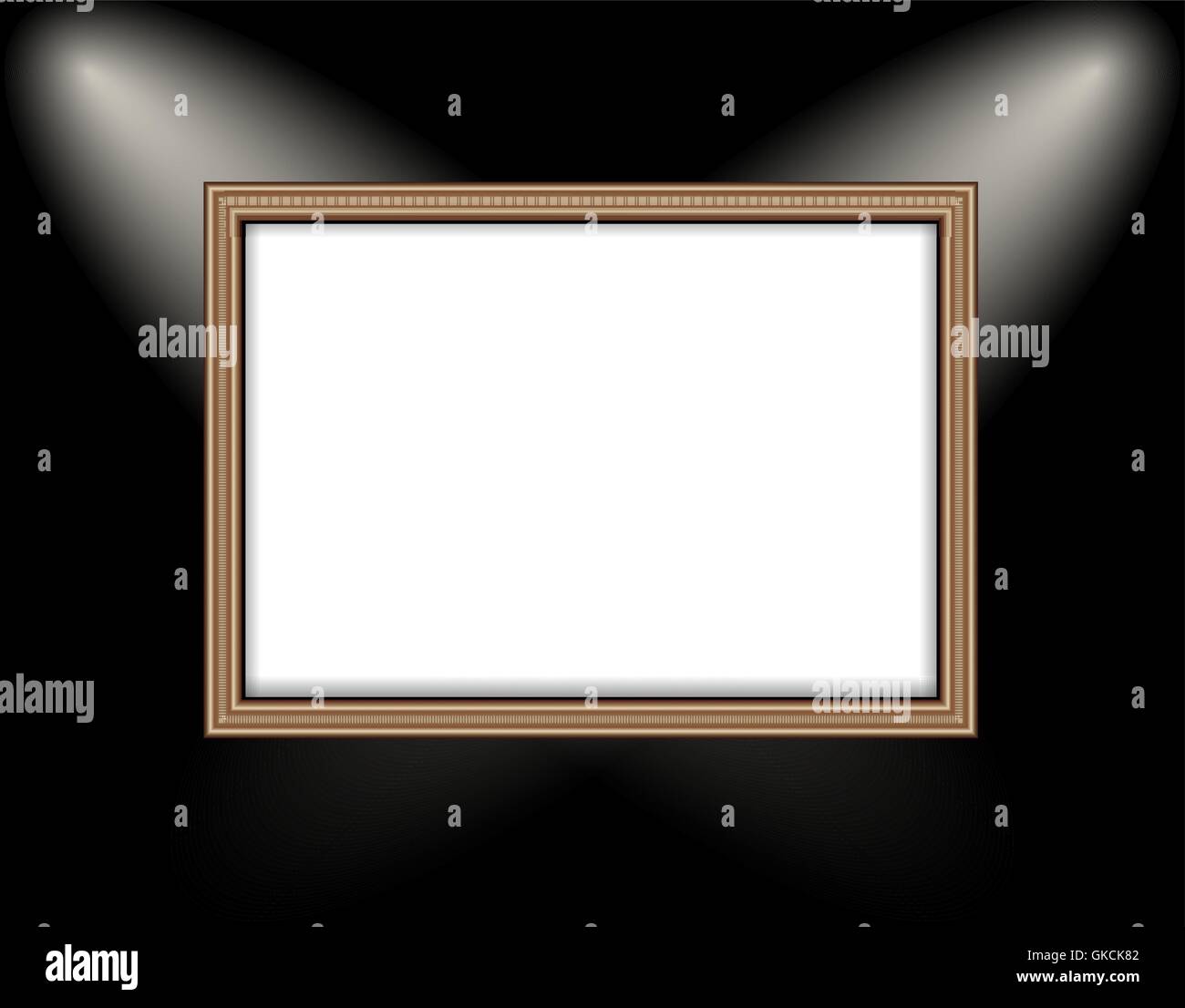 Blank frame on a colored wall lighting spotlights Stock Vector Image ...