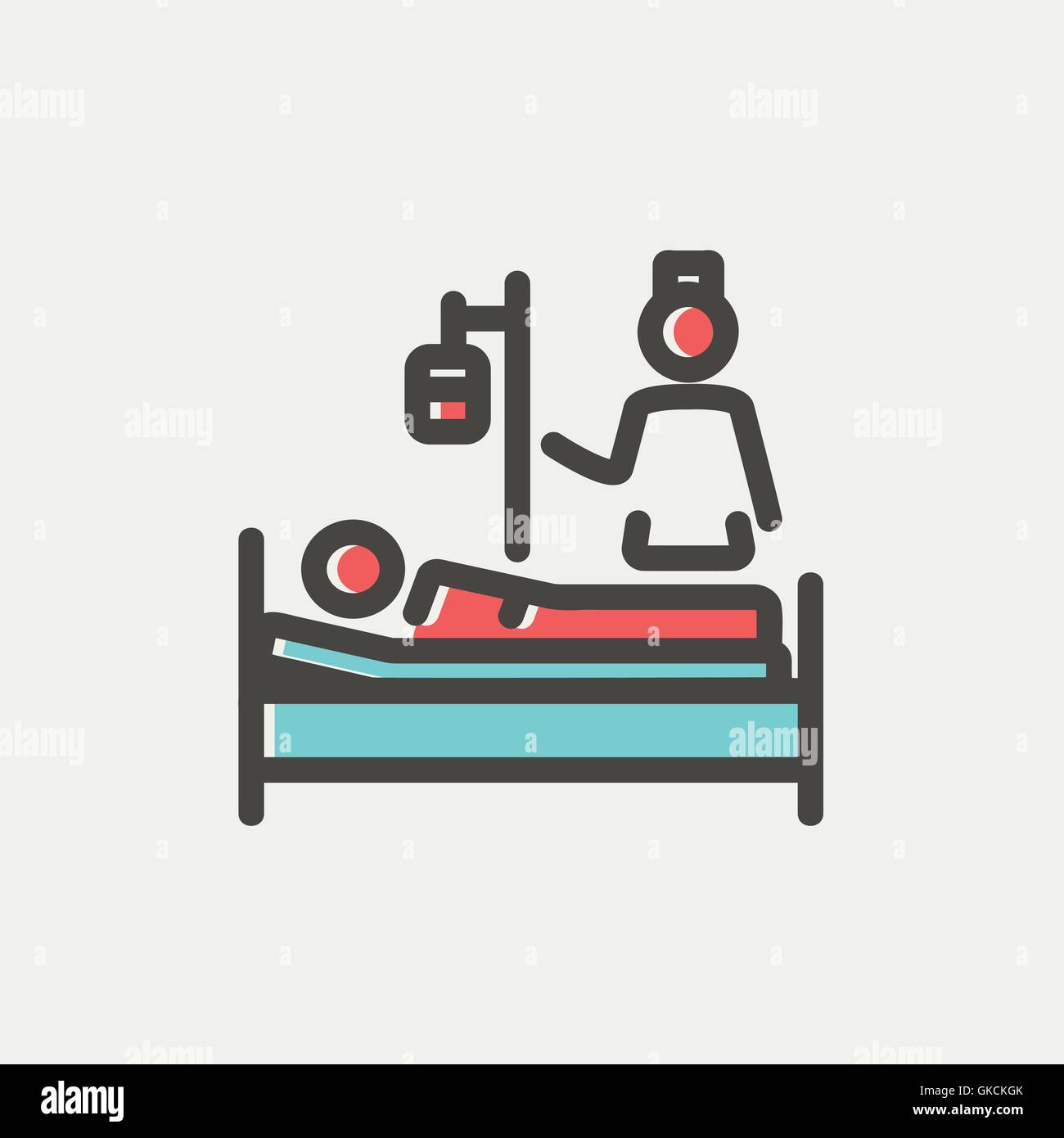 Nurse attending a sick patient thin line icon Stock Vector Image & Art ...