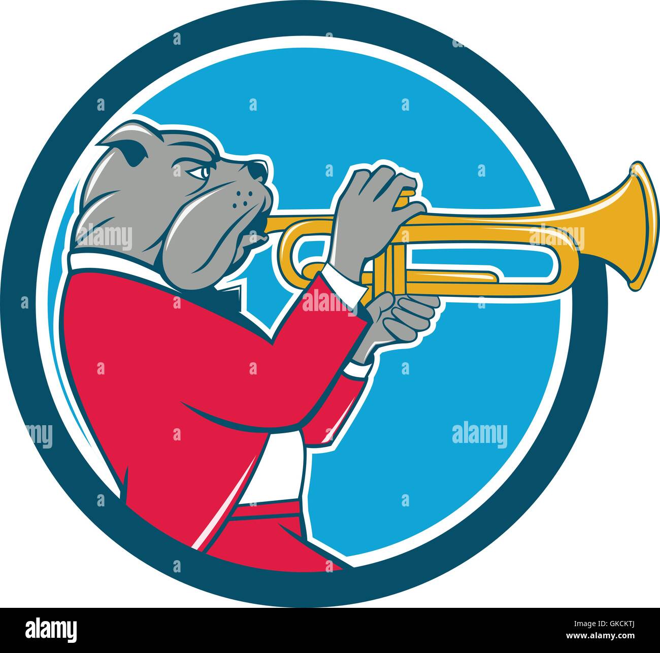 Bulldog Blowing Trumpet Side Circle Cartoon Stock Vector Image & Art ...