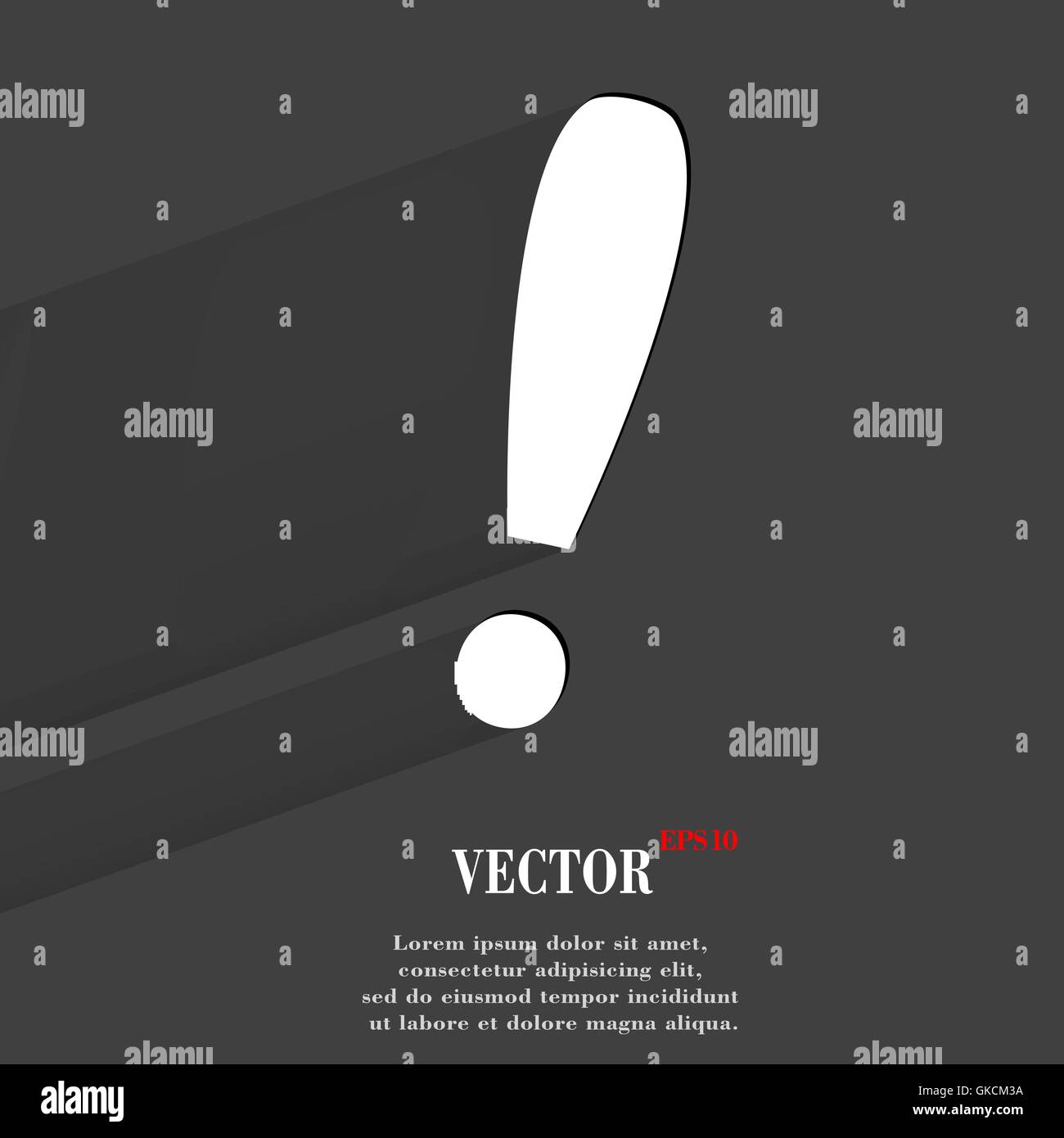 The exclamation point. Flat modern web button with long shadow and ...