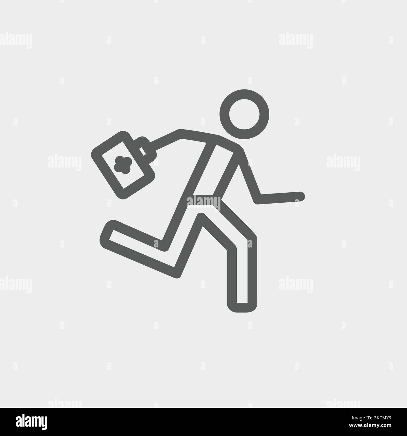 Paramedic running with first aid kit thin line icon Stock Vector Image ...