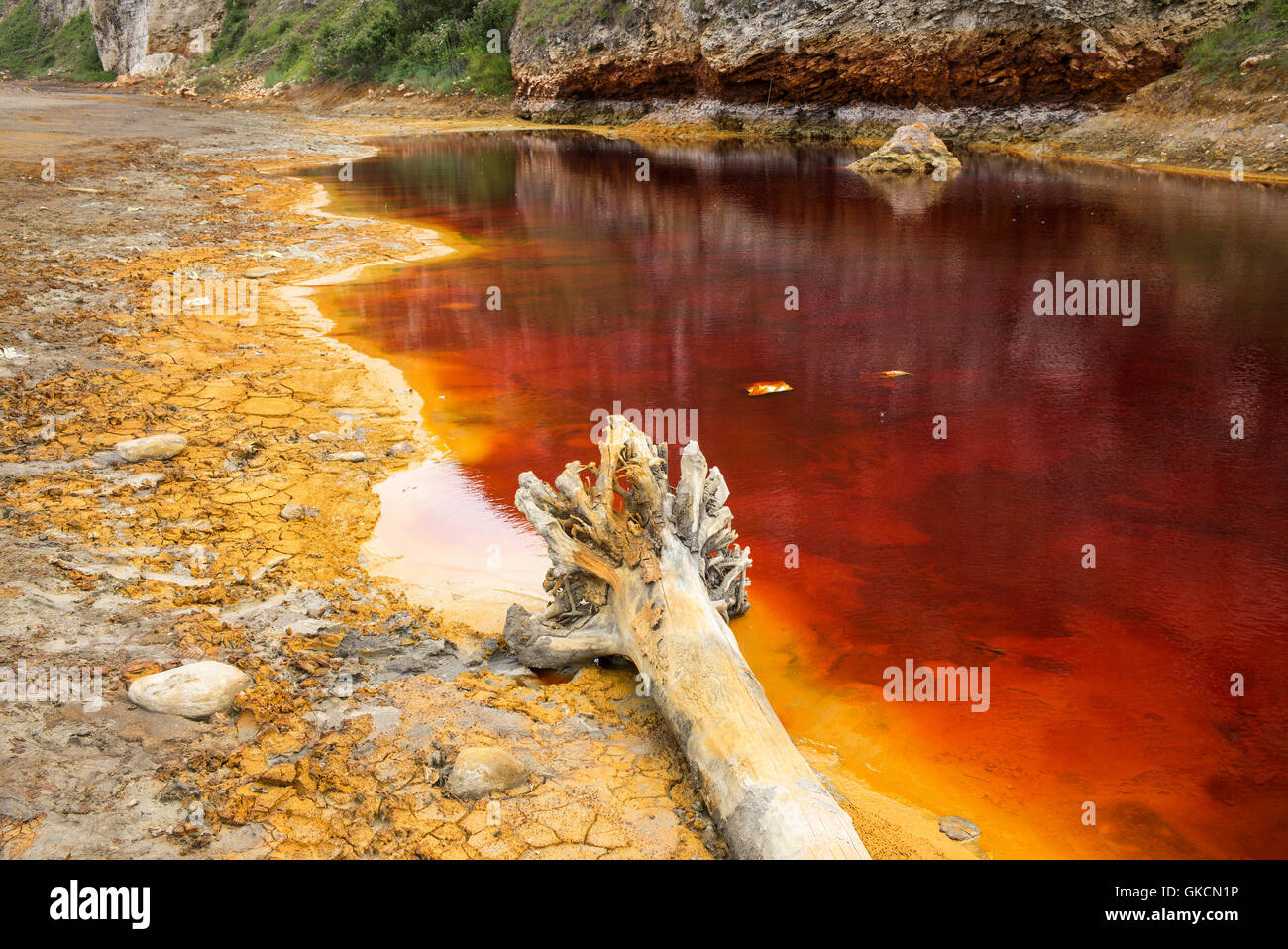 Water polluted from the residue of waste material from coal mining ...