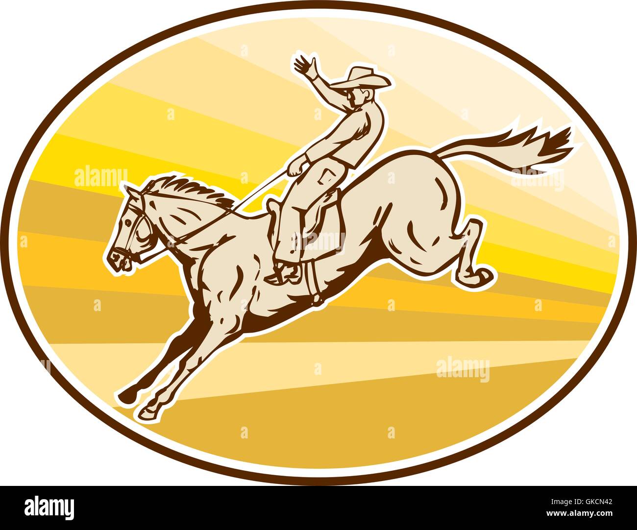 Illustration rodeo cowboy riding horse Stock Vector Images - Alamy