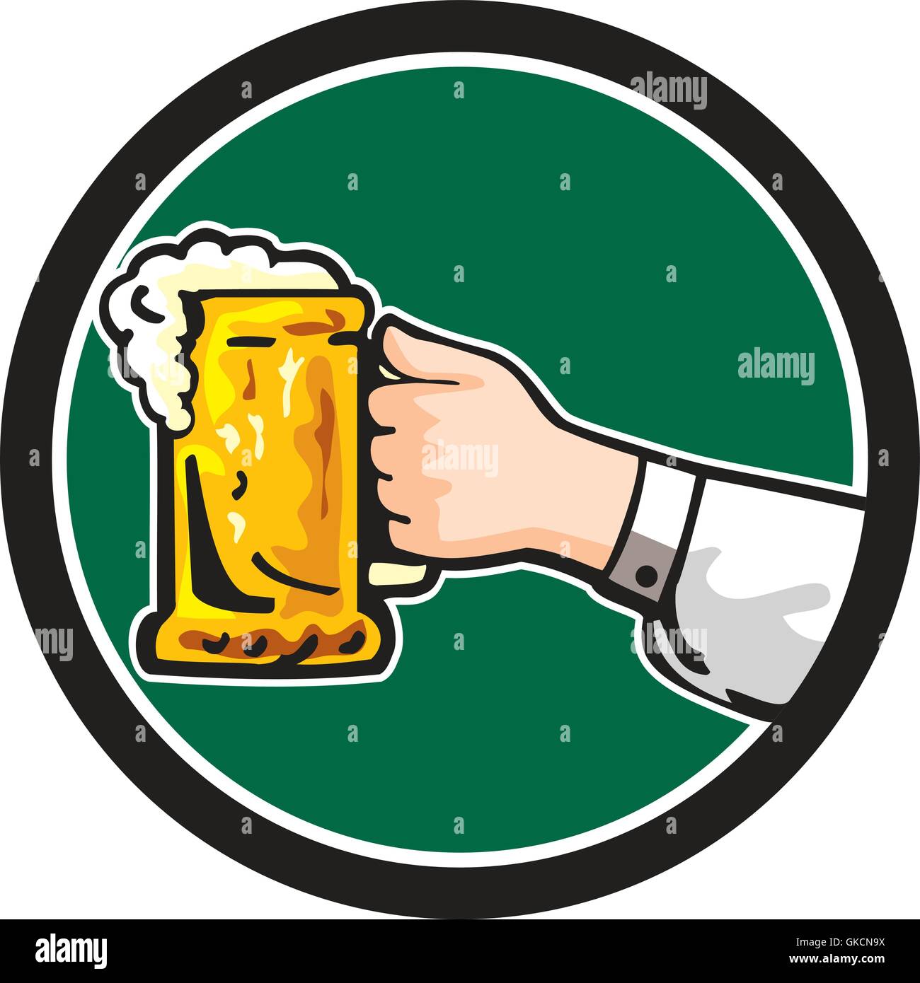 Hand Holding Mug Beer Circle Retro Stock Vector Image & Art - Alamy