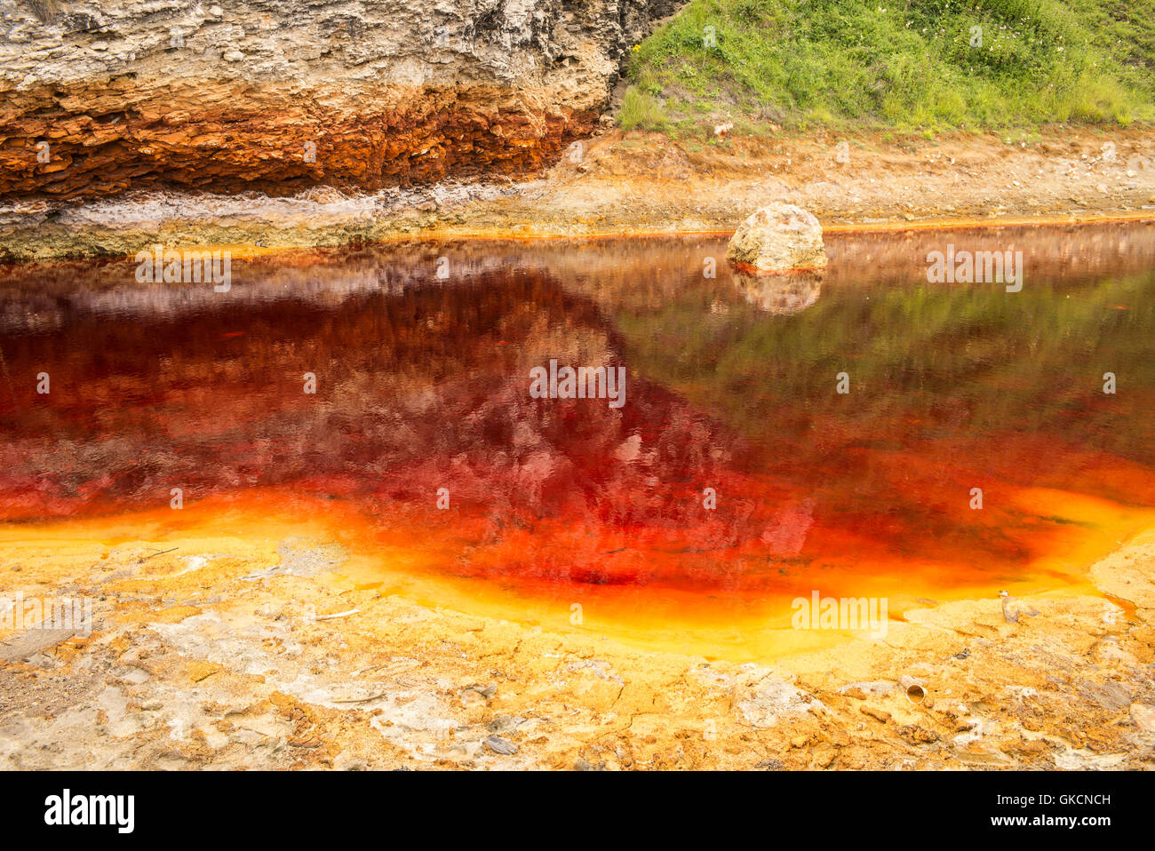 Water polluted from the residue of waste material from coal mining ...