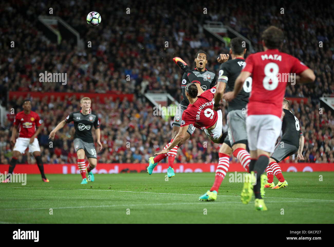 Manchester Uniteds Zlatan Ibrahimovic Attempts A Bicycle Kick On Goal During The Premier League