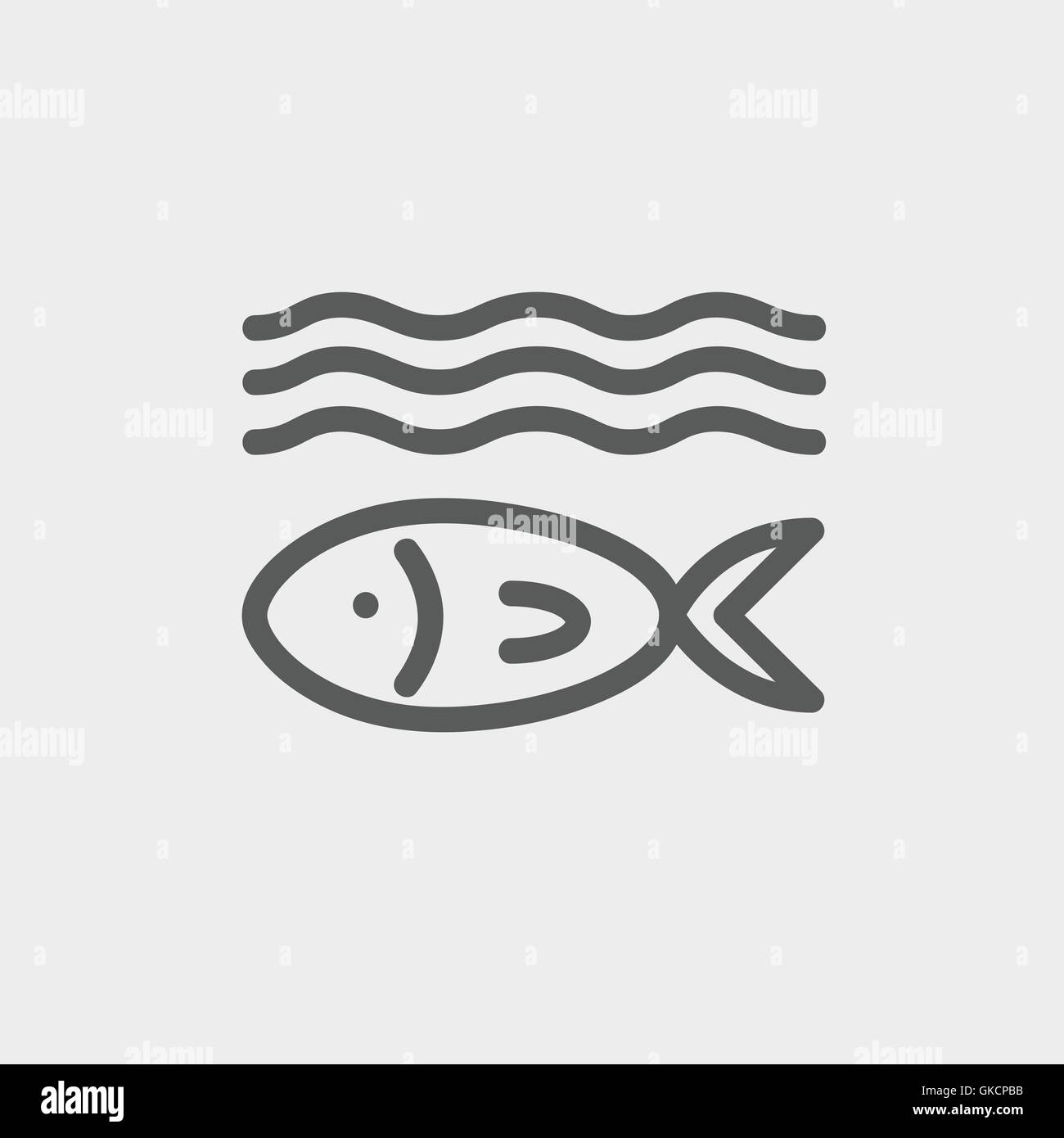 Fish under water thin line icon Stock Vector Image & Art - Alamy