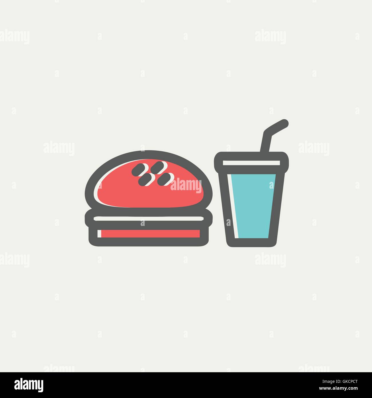 Fast food meal thin line icon Stock Vector Image & Art - Alamy