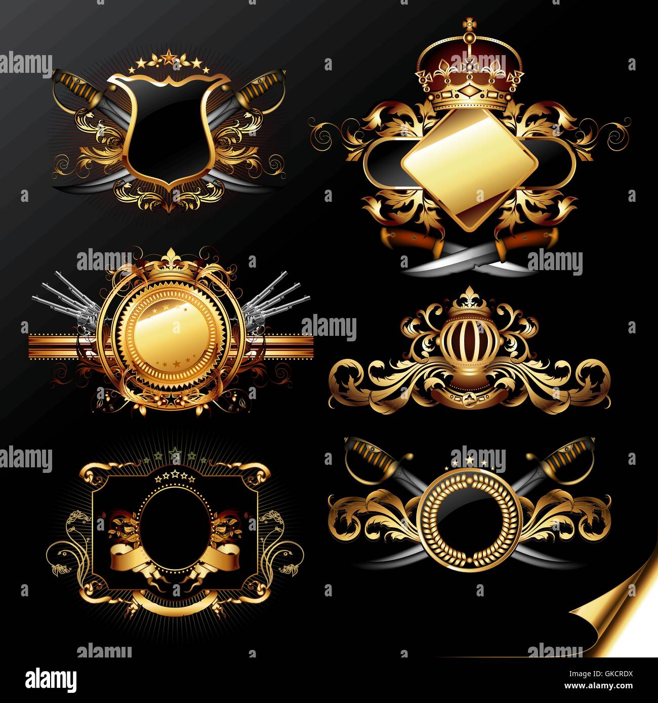 set of ornamental golden labels Stock Vector Image & Art - Alamy