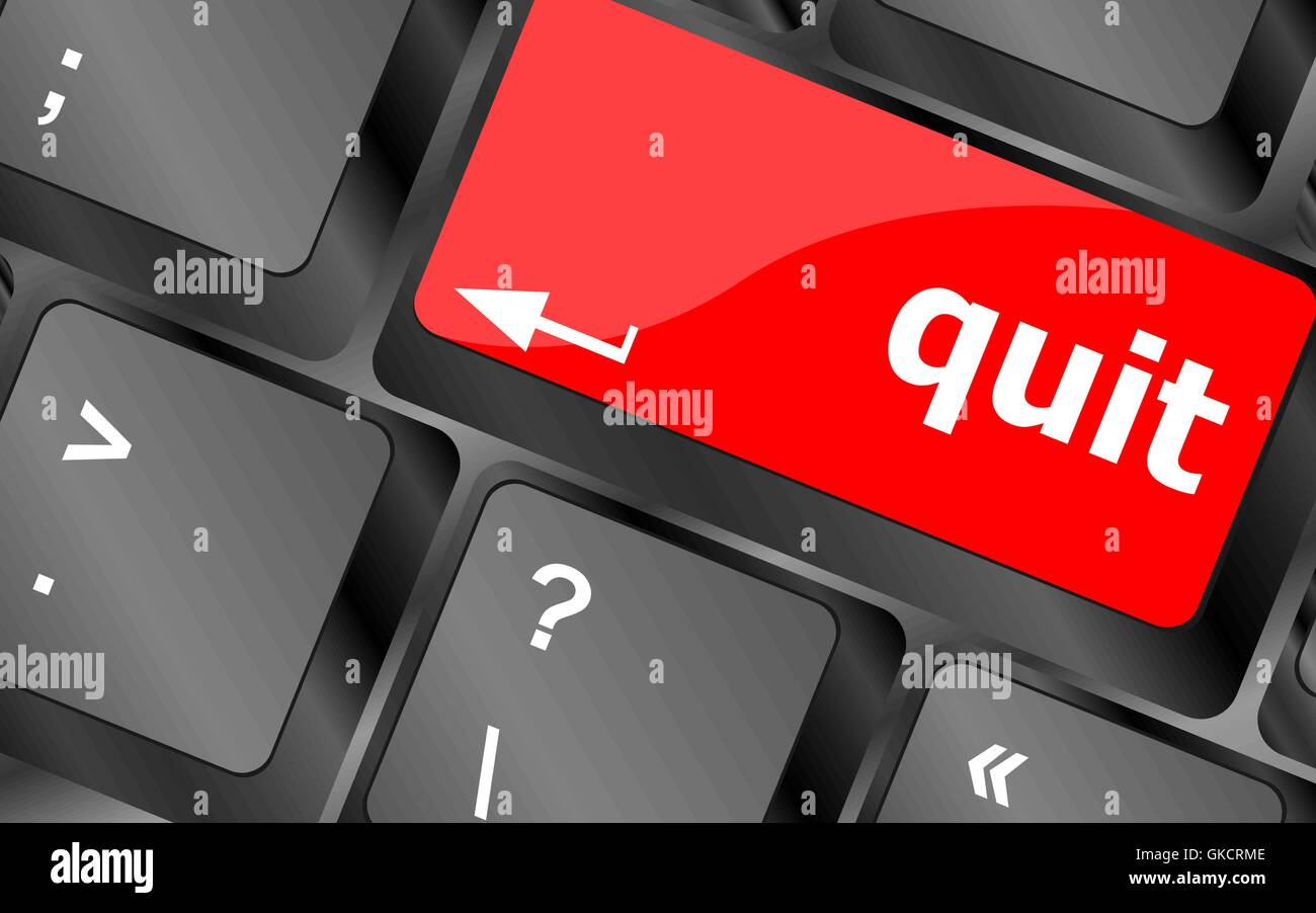 quit button on black internet computer keyboard vector Stock Vector ...