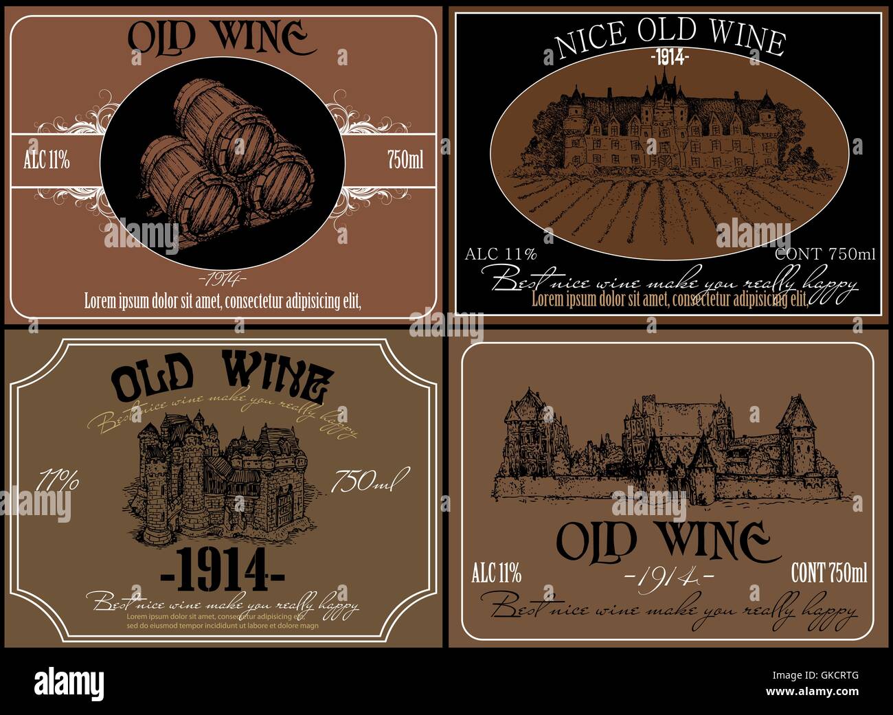set of wine labels Stock Vector Image & Art - Alamy