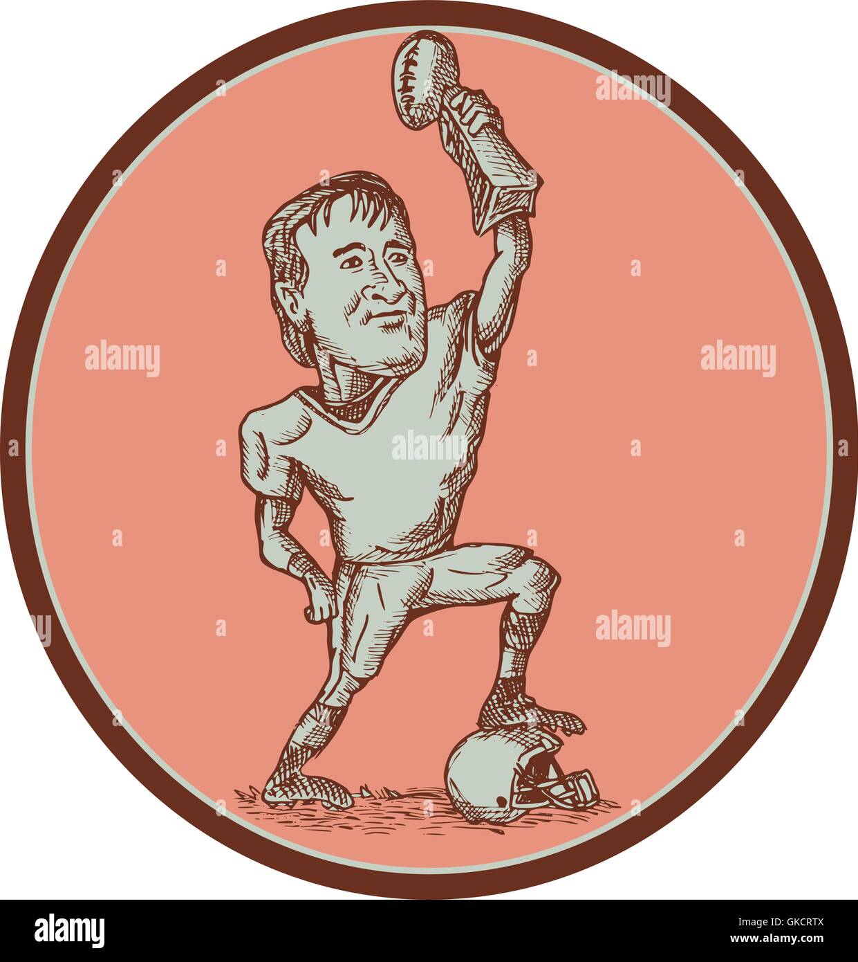 American Football Player Champion Trophy Drawing Stock Vector Image ...