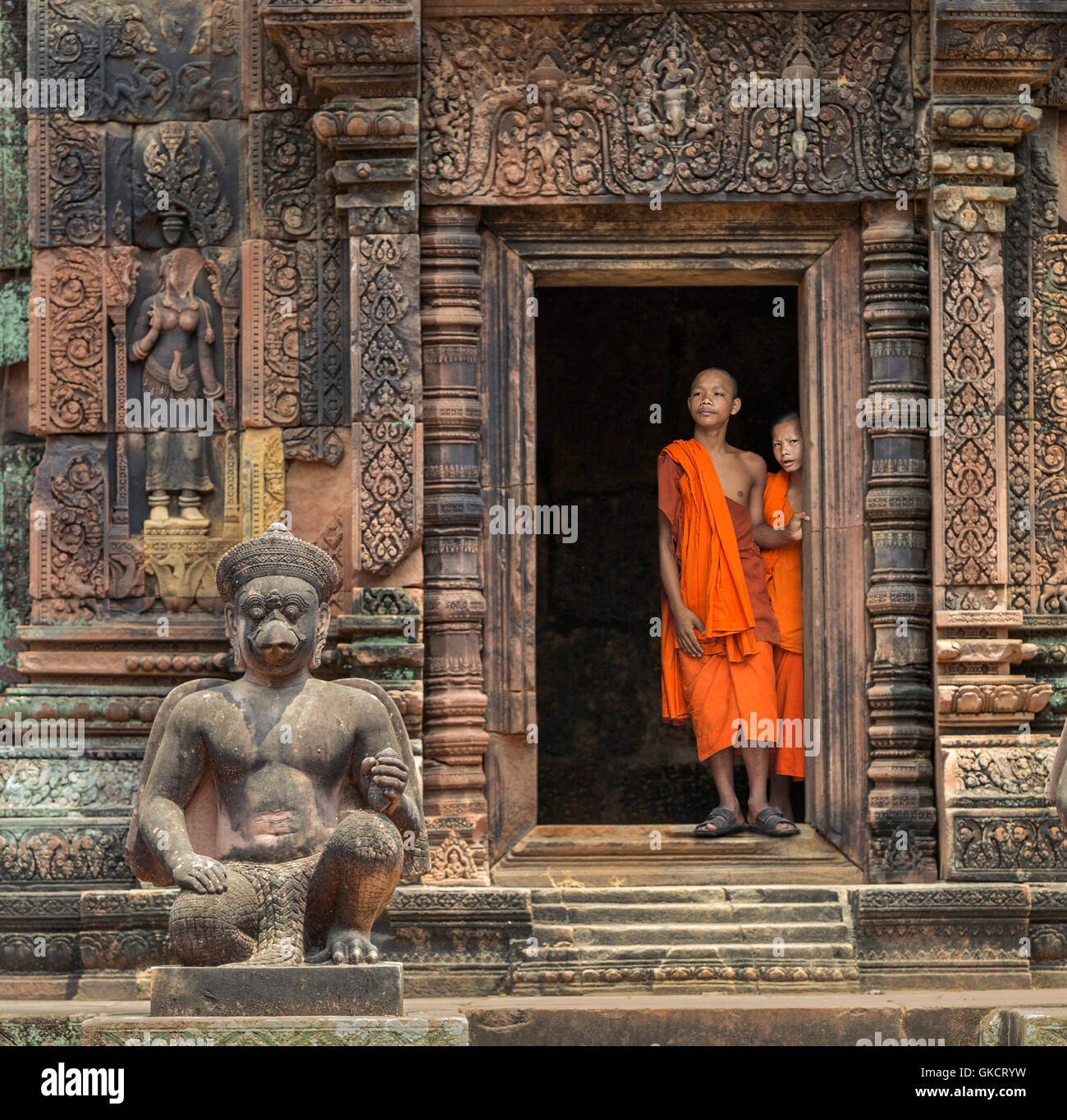 Novice monk by door of temple hi-res stock photography and images - Alamy