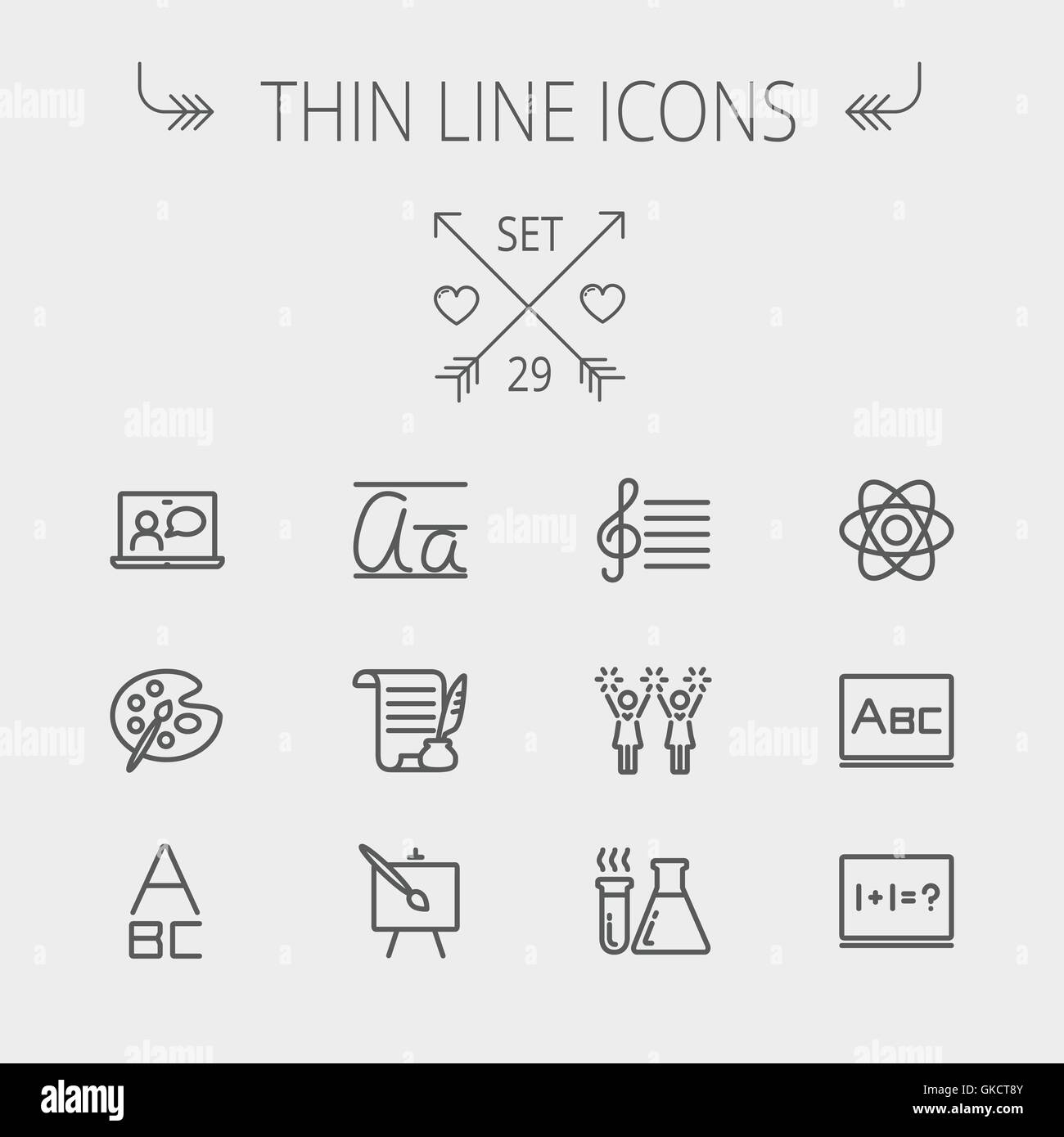 Education vector line icons Black and White Stock Photos & Images - Alamy
