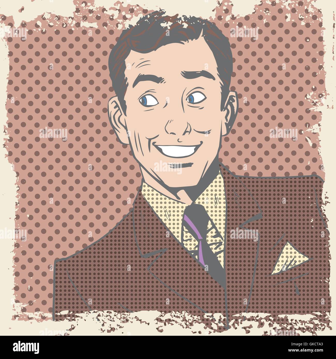 Smiling man lover flirts pop art comics retro style Halftone Stock ...