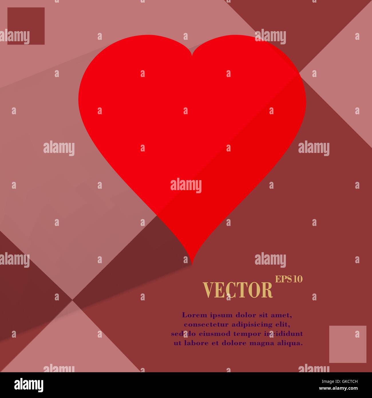 red heart web icon on a flat geometric abstract background Stock Vector ...