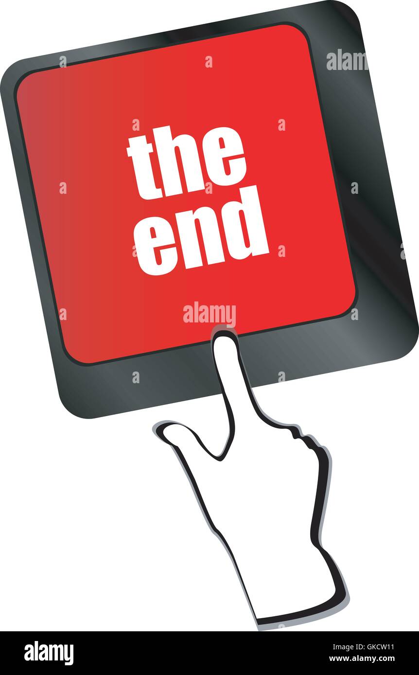 computer keyboard with one key showing the warning words the end vector ...