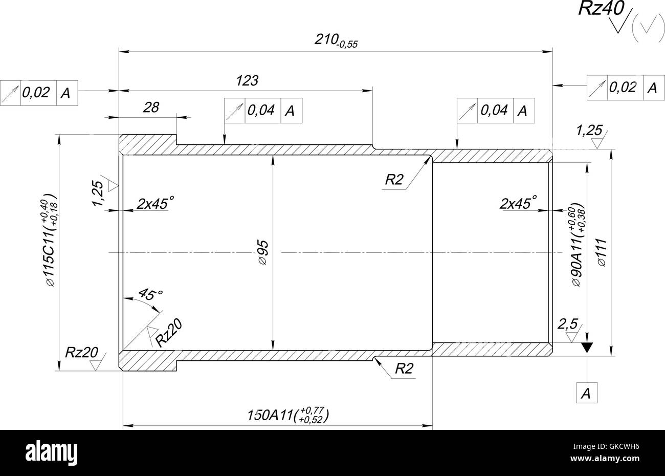 Bushing sketch. Engineering drawing Stock Vector Image & Art - Alamy