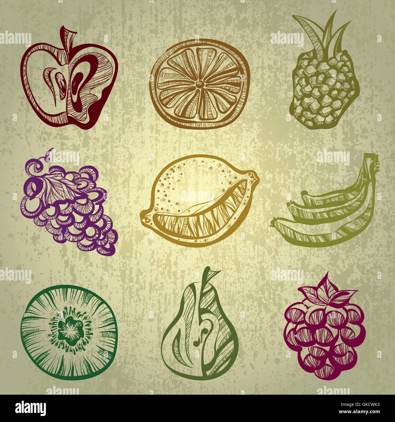 set of fruits Stock Vector Image & Art - Alamy