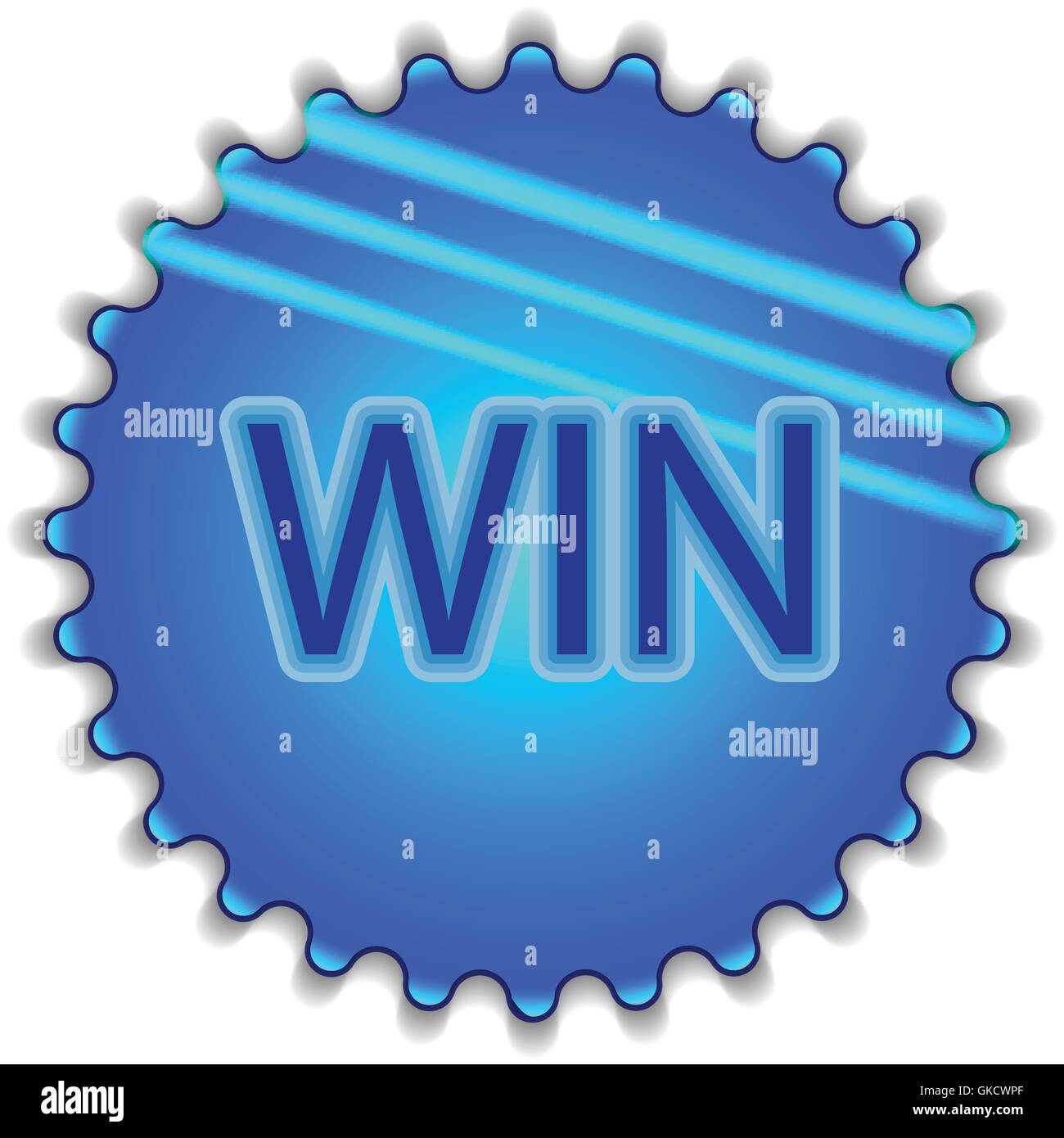 Big blue button labeled "Win Stock Vector Image & Art - Alamy