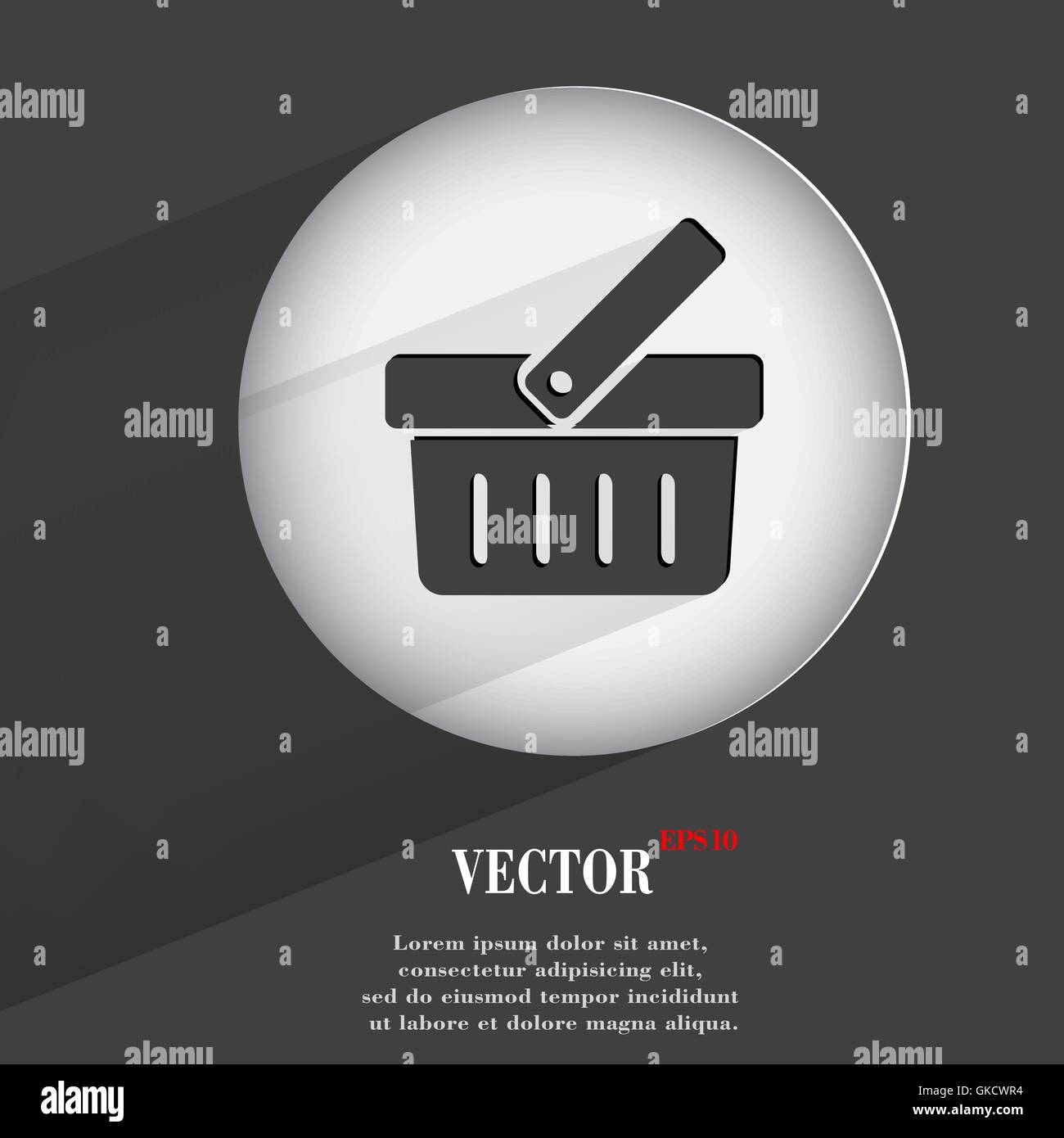 basket. Flat modern web button with long shadow and space for your text ...