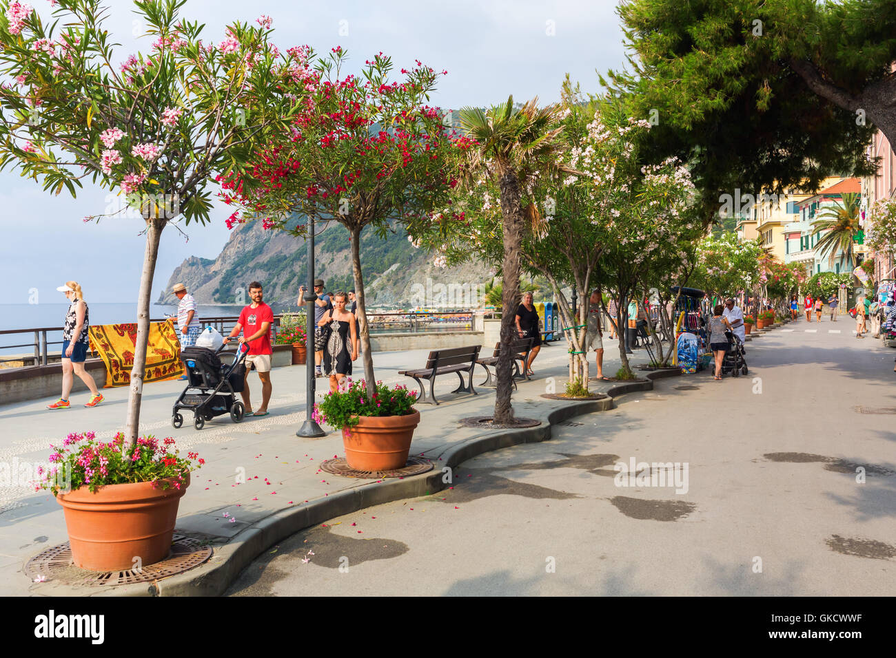Monterosso, Italy - July 02, 2016: promenade in Monterosso al Mare, one ...