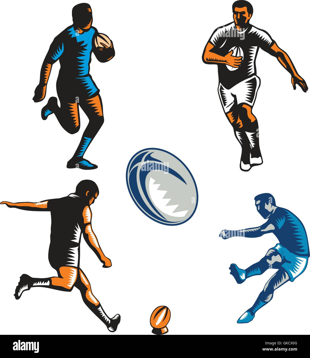 Rugby Player Woodcut Collection Stock Vector Image & Art - Alamy