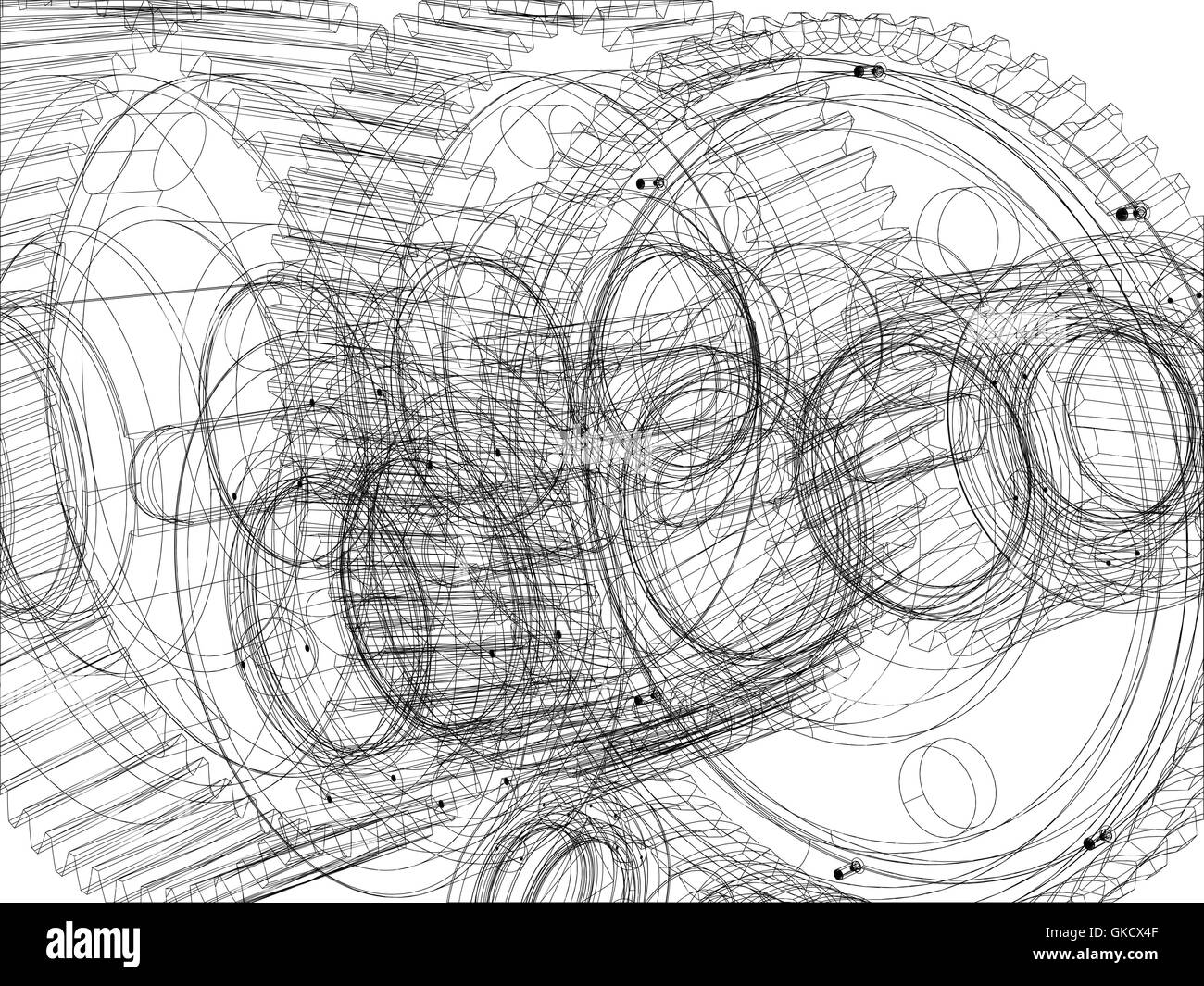 Wire-frame gears with shafts. Close-up. Vector Stock Vector Image & Art ...