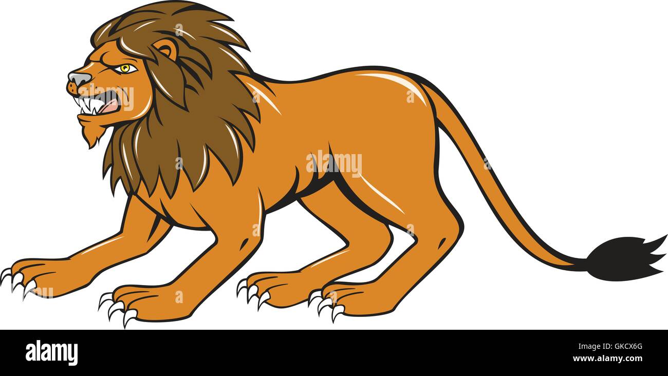 Angry Lion Crouching Side Cartoon Stock Vector Image & Art - Alamy