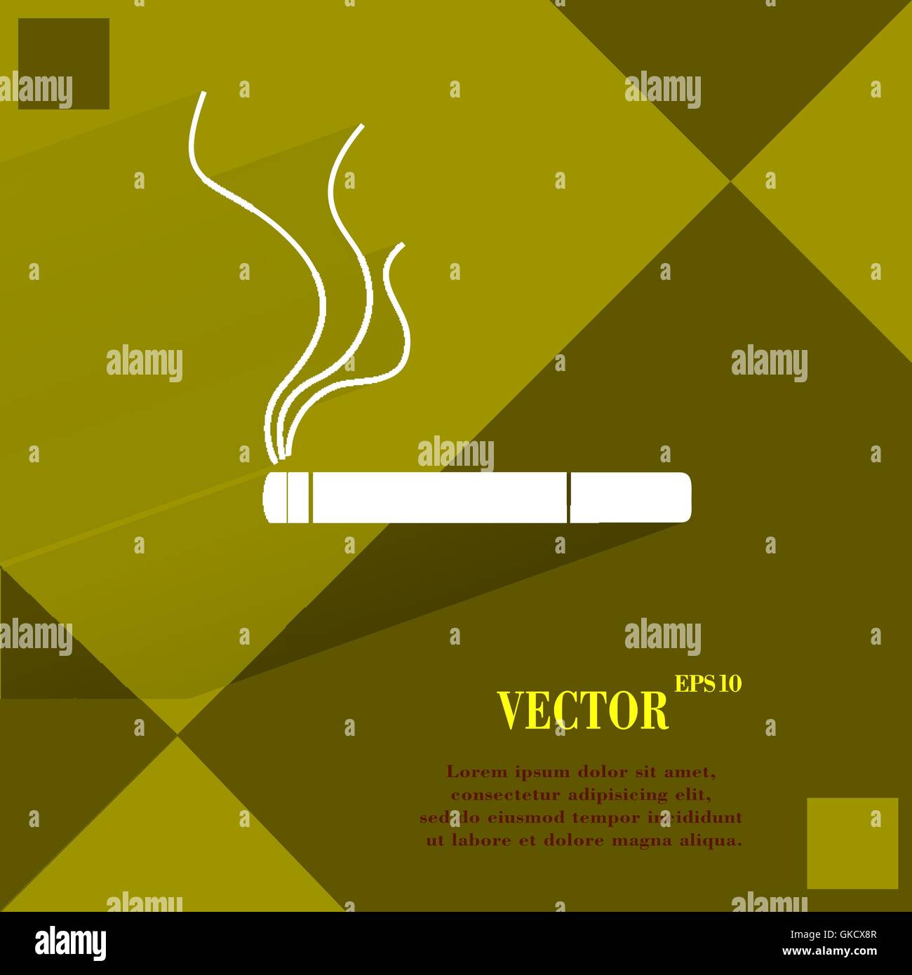 Smoking sign. cigarette. Flat modern web button on a flat geometric ...