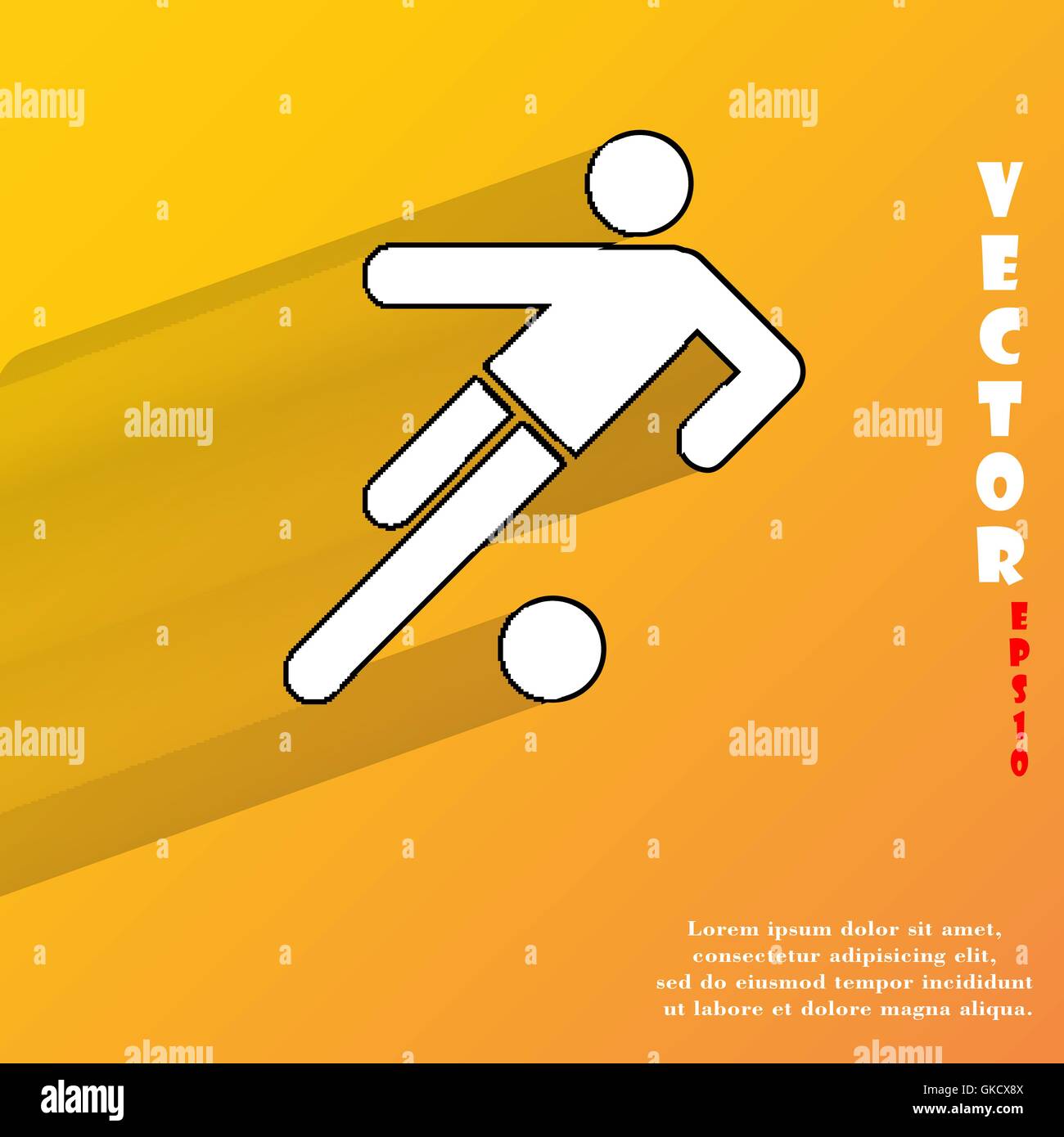 football player. Flat modern web button with long shadow and space for ...