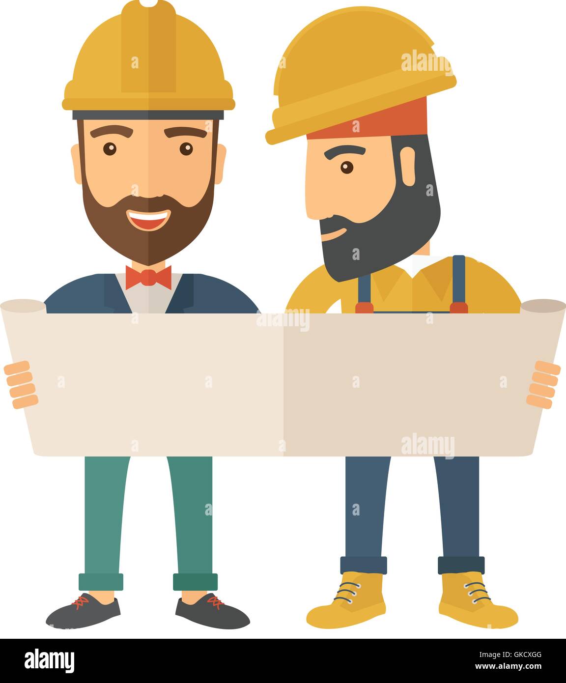 Architect looking at plans Stock Vector Images - Alamy