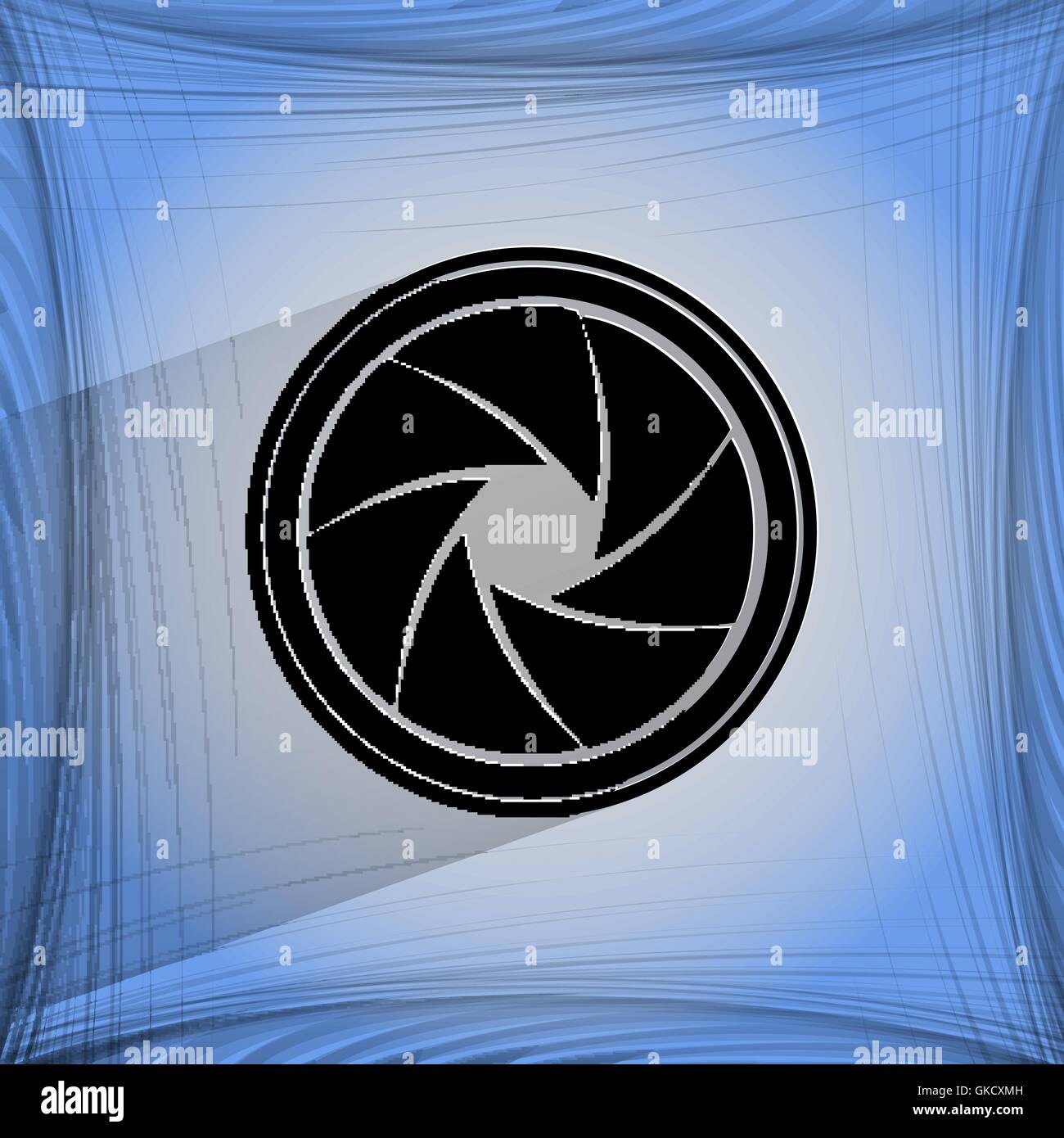 Photo camera diaphragm. Flat modern web button on a flat geometric ...