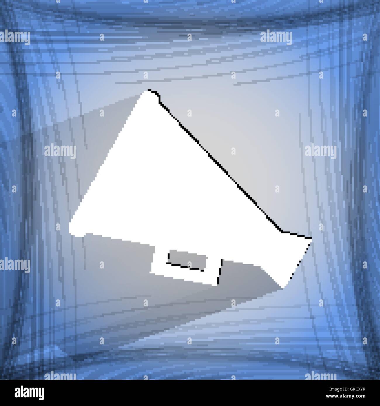 Megaphone, Loud-hailer icon on a flat geometric abstract background ...