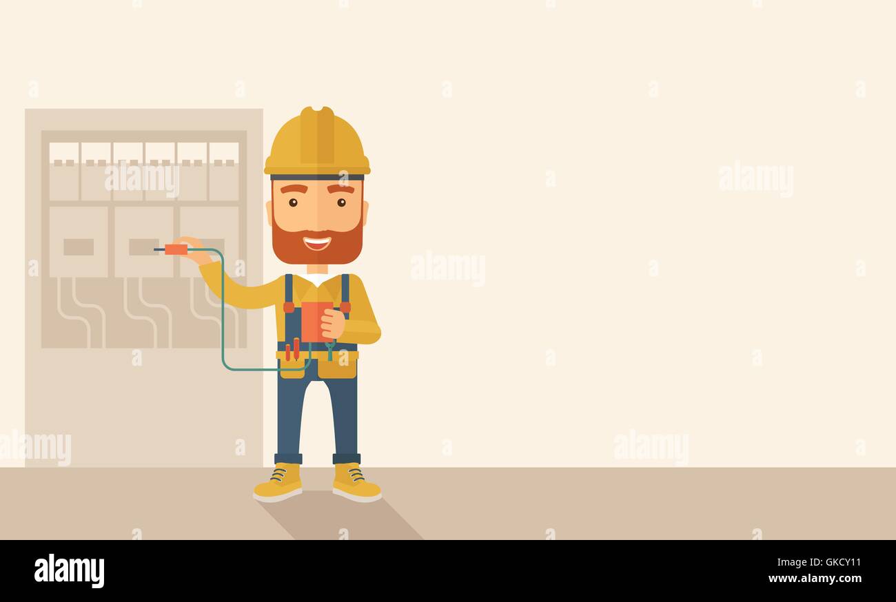 Electrician repairing an electrical panel Stock Vector Image & Art - Alamy