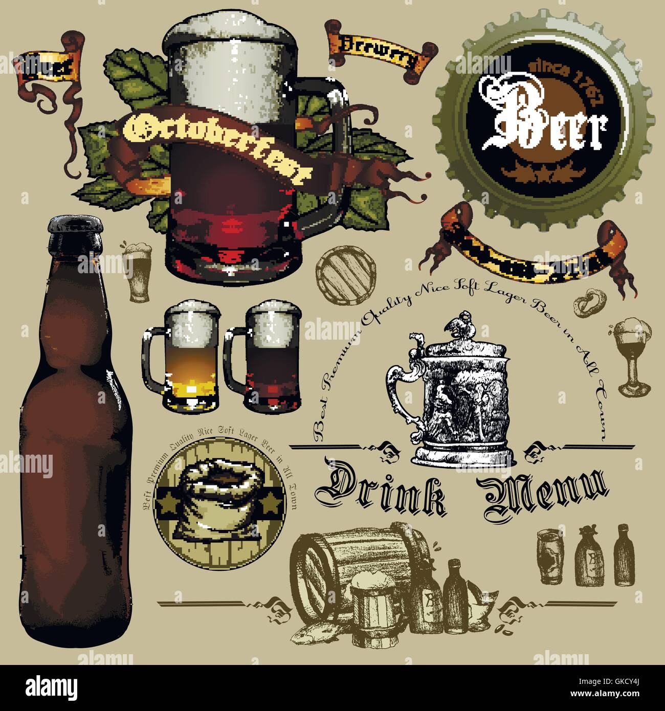 set of beer elements Stock Vector Image & Art - Alamy