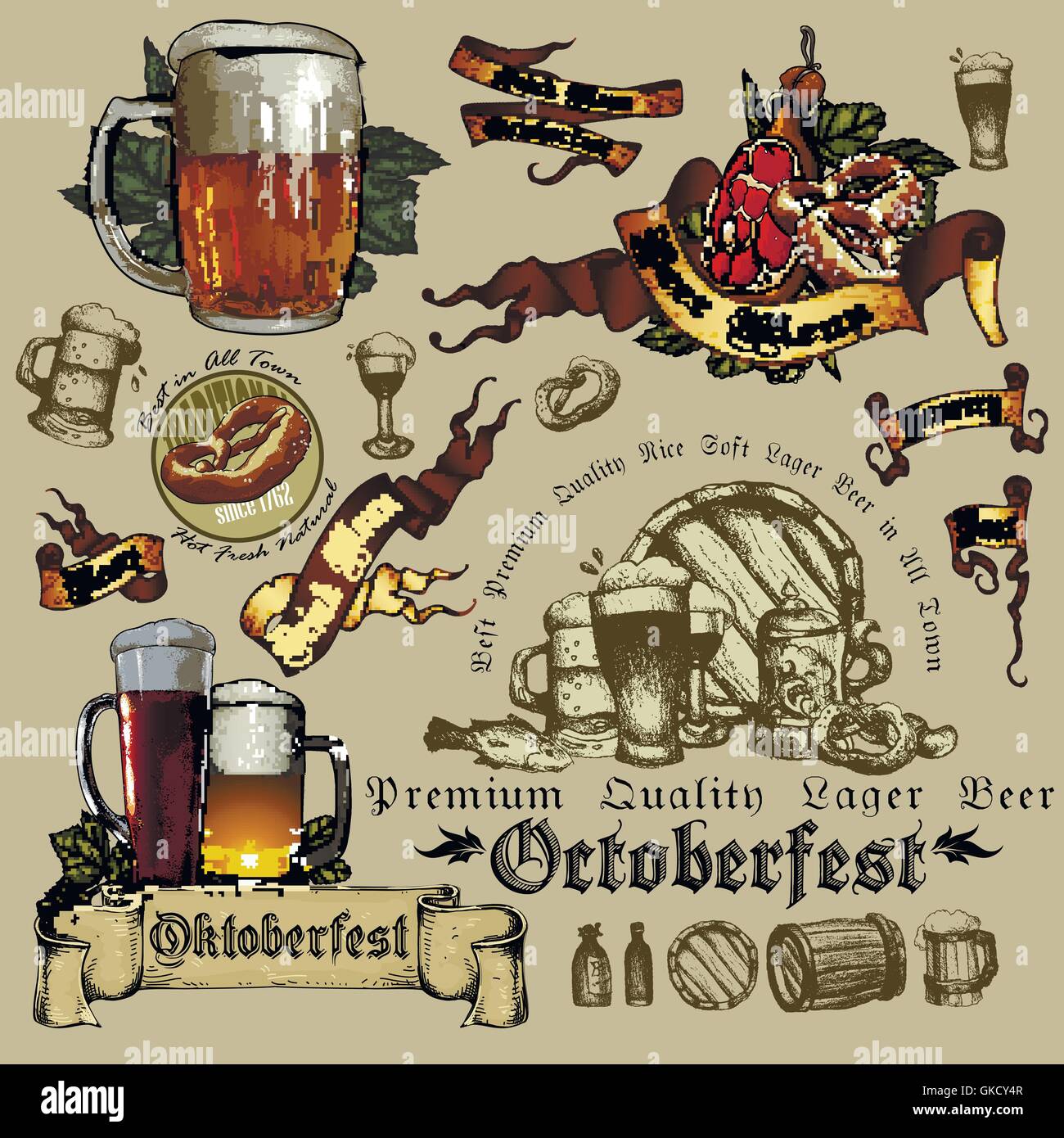 set of beer elements Stock Vector Image & Art - Alamy