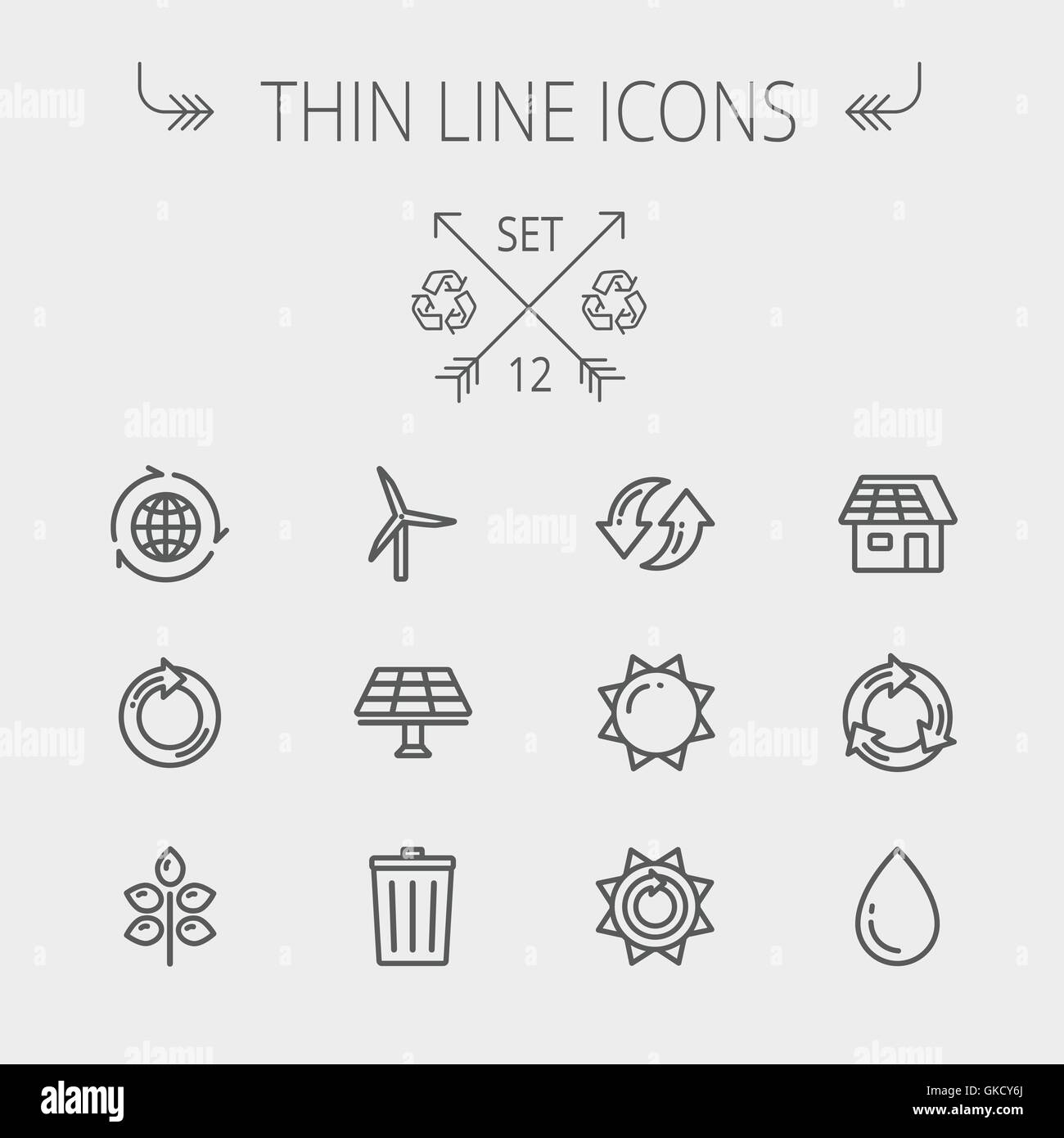 Thin line environment renewable Black and White Stock Photos & Images ...