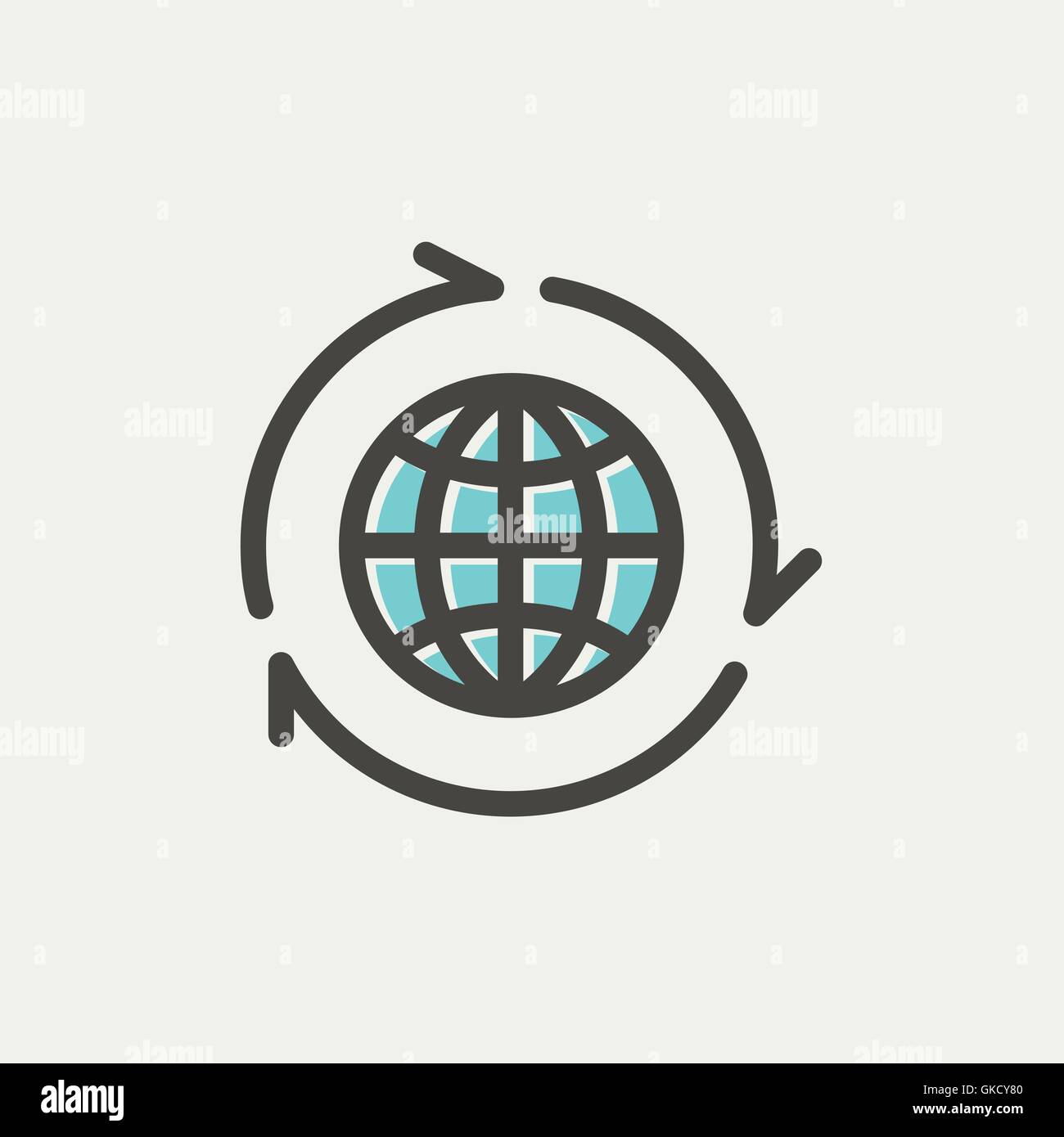 Globe with arrow around thin line icon Stock Vector Image & Art - Alamy