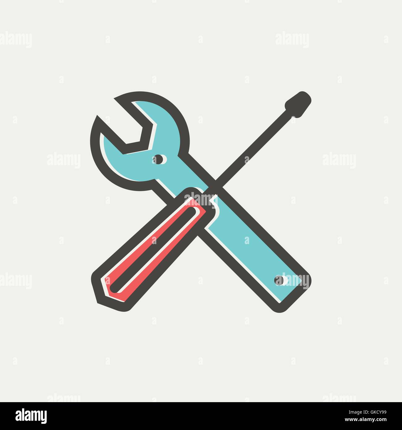 Black line screwdriver wrench tools Stock Vector Images - Alamy