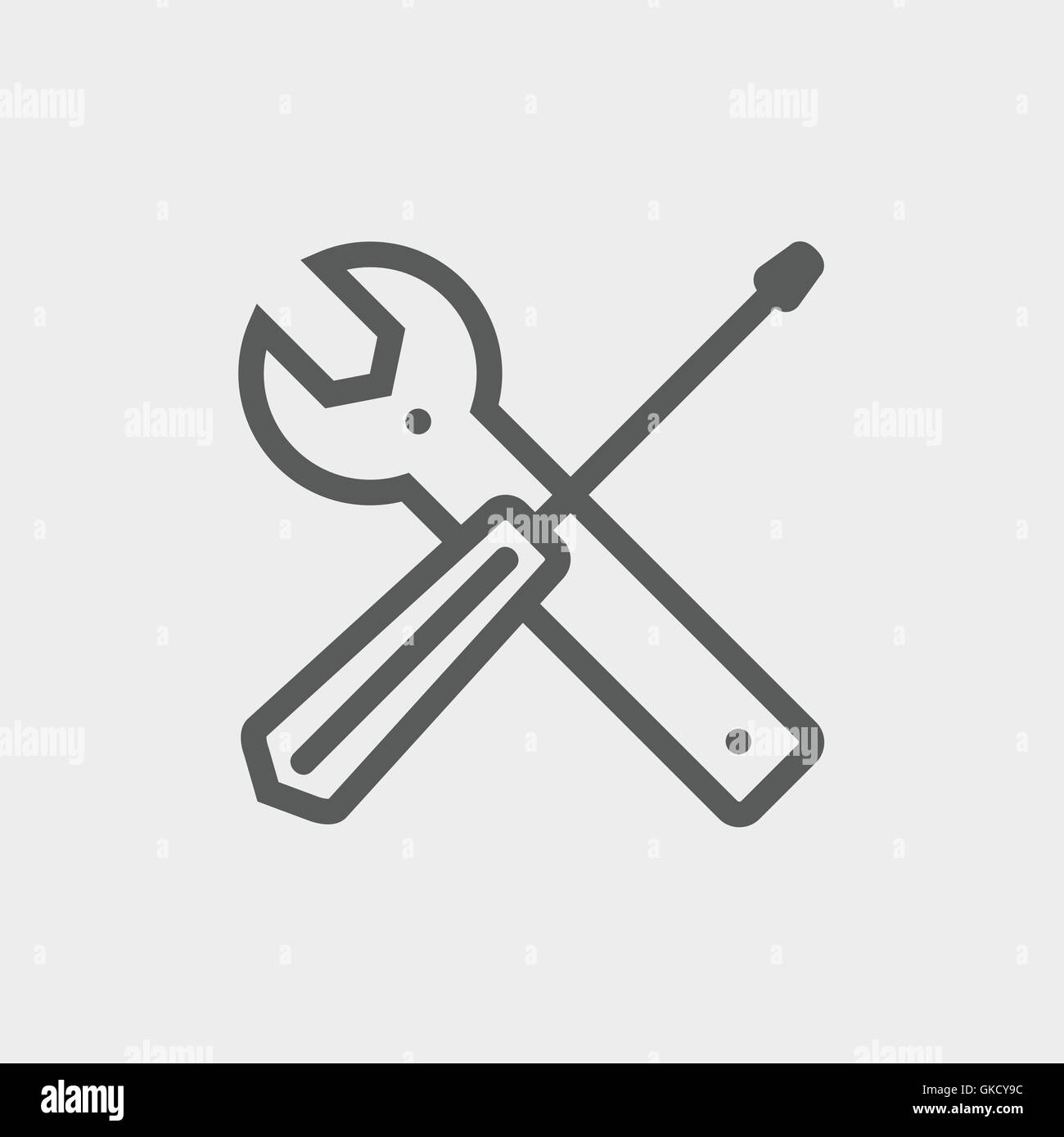 Black line screwdriver wrench tools Stock Vector Images - Alamy