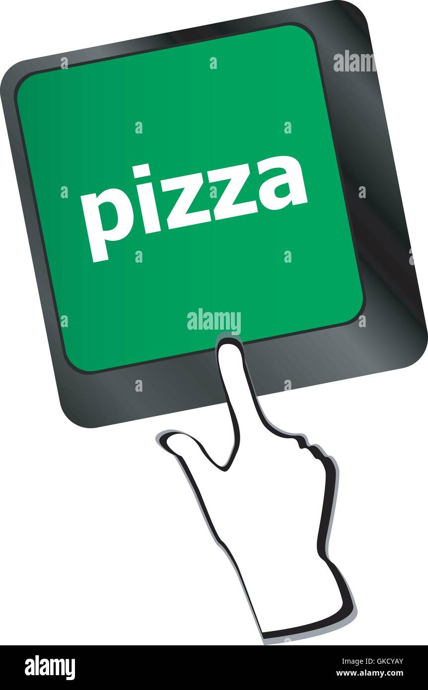 Computer keyboard with blue pizza word on enter key, vector Stock ...