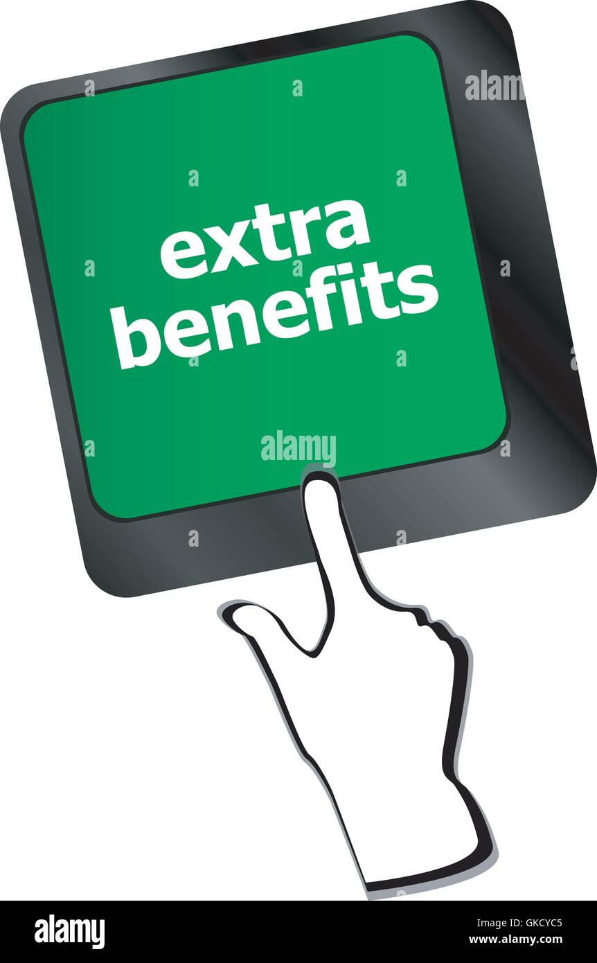 extra benefits button on keyboard - business concept vector Stock ...
