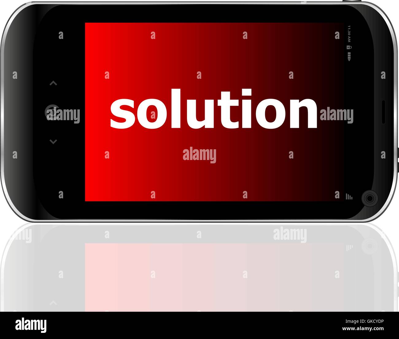 smartphone with word solution on display, business concept vector Stock ...